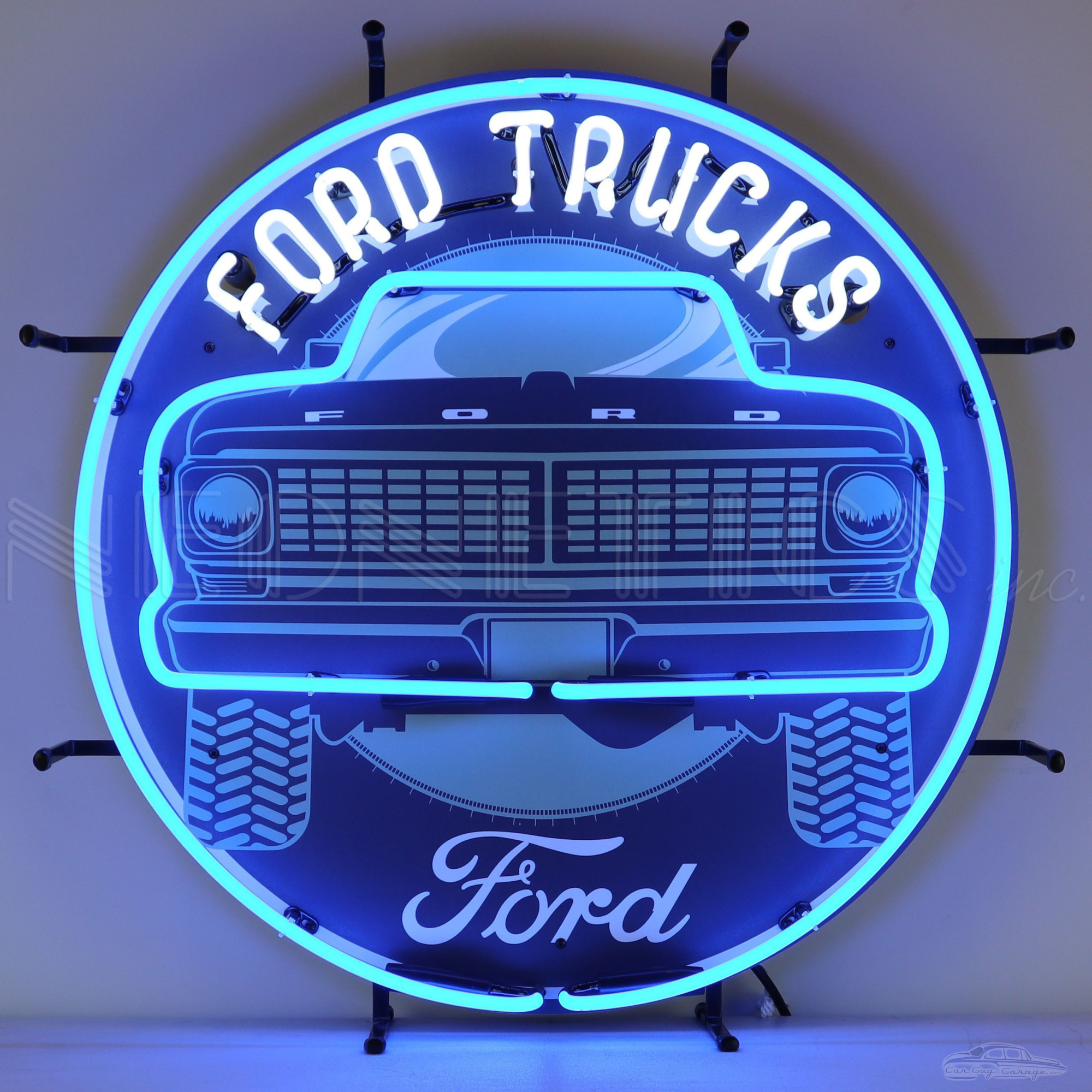 Ford Trucks Vintage Style Neon Sign - 24" Round