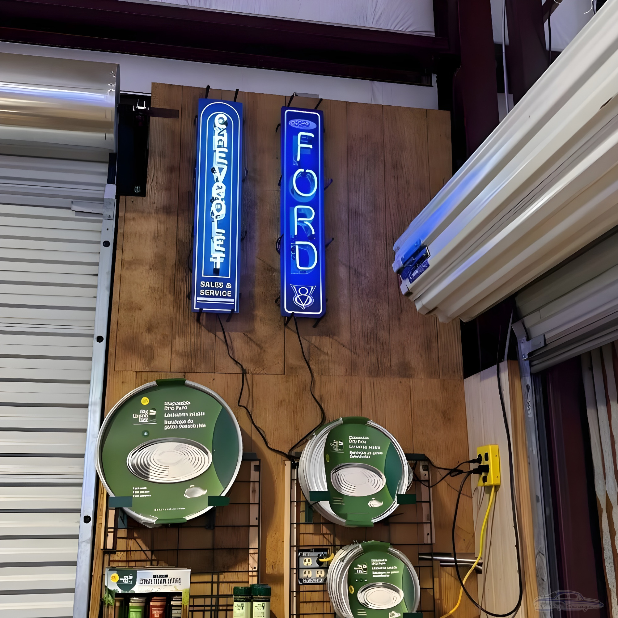 Ford Blue Oval V8 Vertical Neon Sign - 9" x 34"