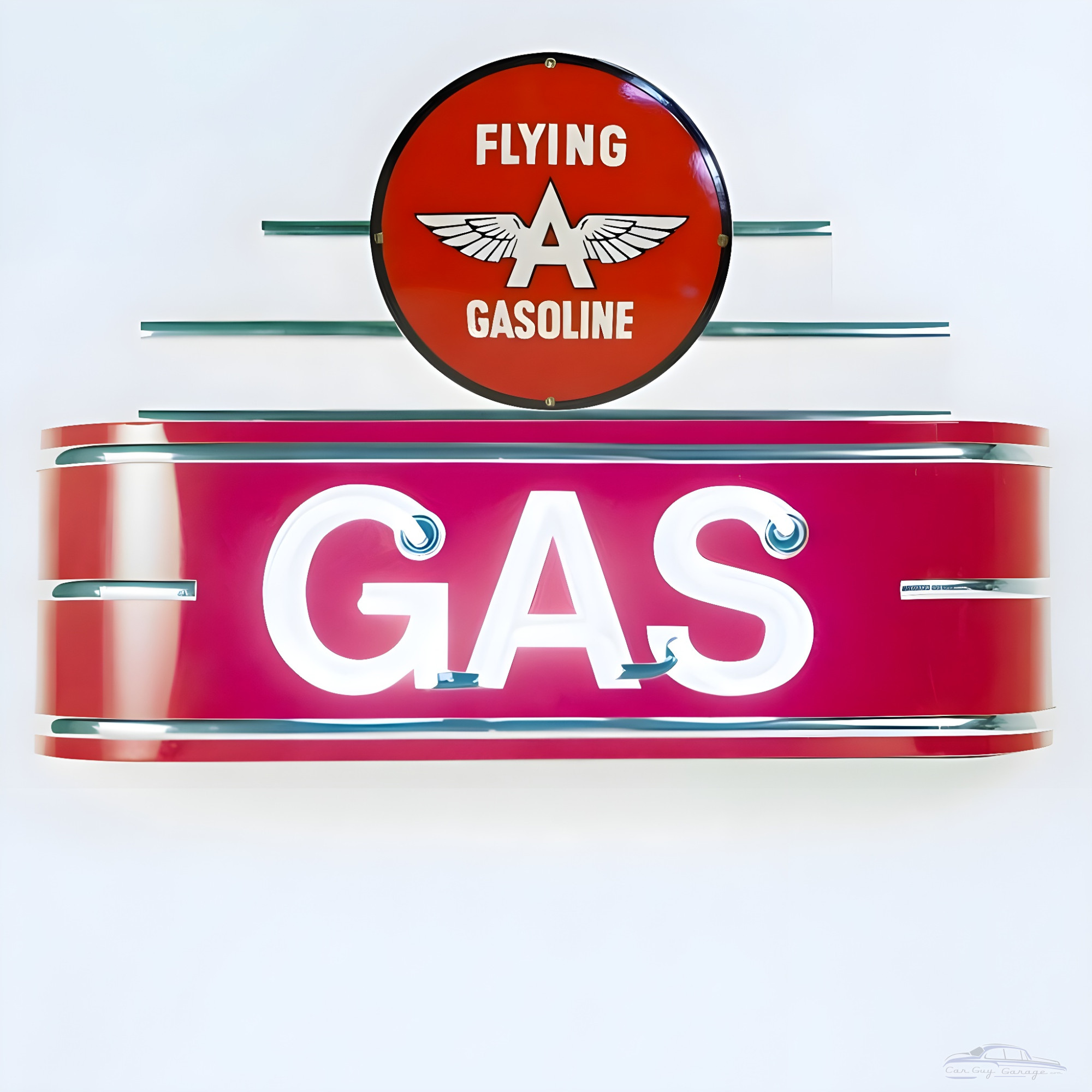 Flying A Gasoline GAS Art Deco Neon Sign - 34" x 24"