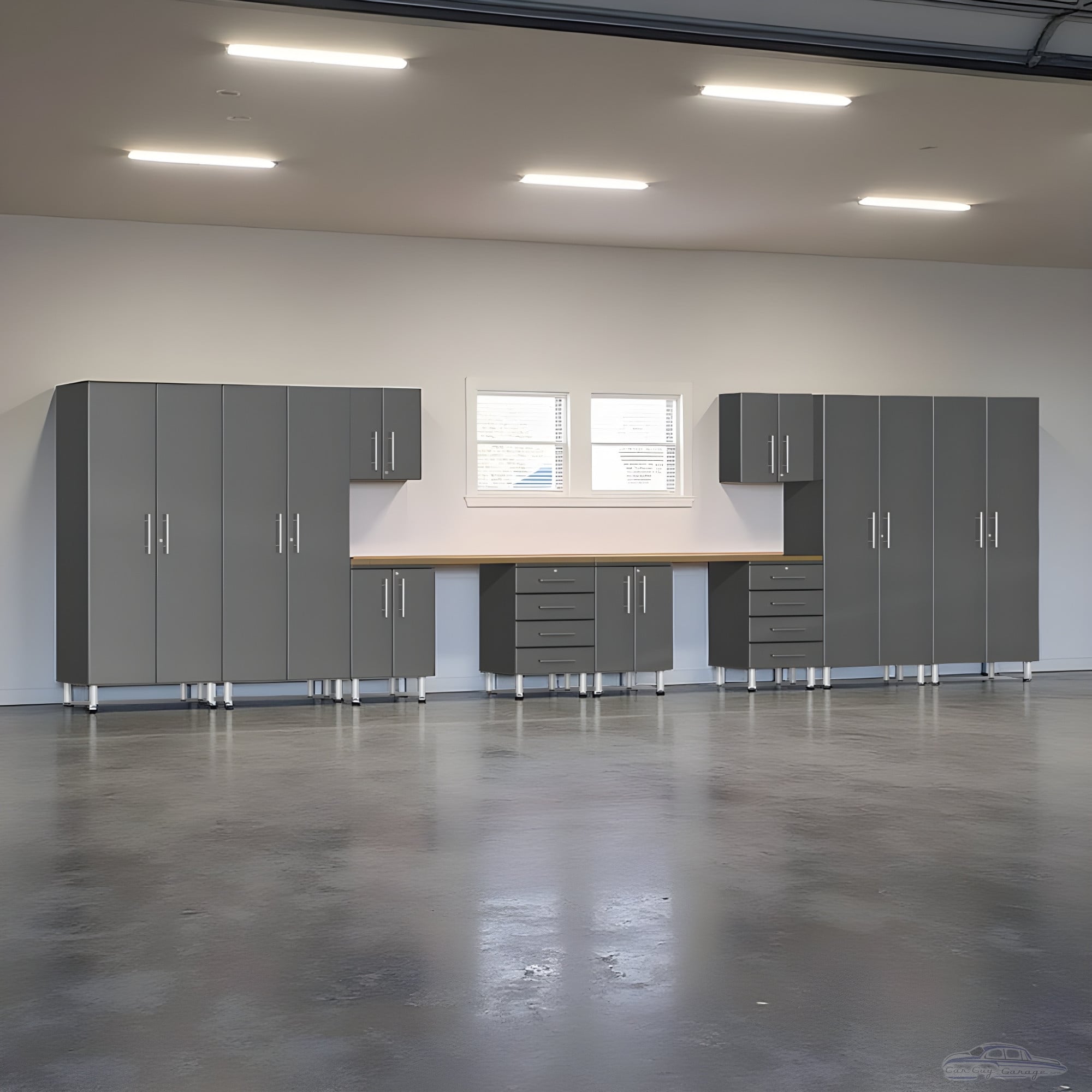 Grey Modular Dual Workbench 12-Piece Garage Cabinet Set
