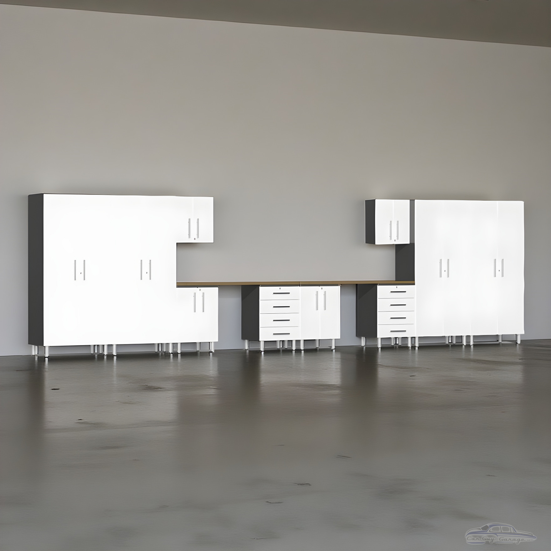 White Modular Ulti-Mate Dual Workbench Garage Cabinets 12-Piece Set