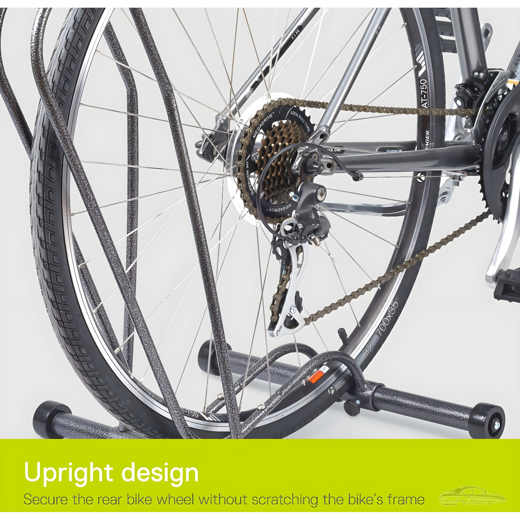 Rolling Push-In Single Bike Floor Stand with Casters (No-Lift)