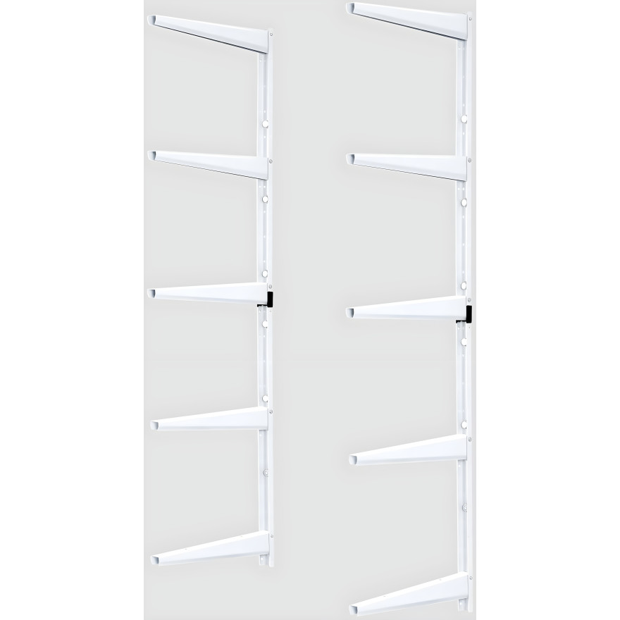 White 5-Tier Adjustable Wall Track Garage Shelf Brackets