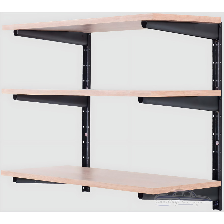 Black Adjustable 3-Tier Heavy-Duty Steel Wall Shelf Bracket System