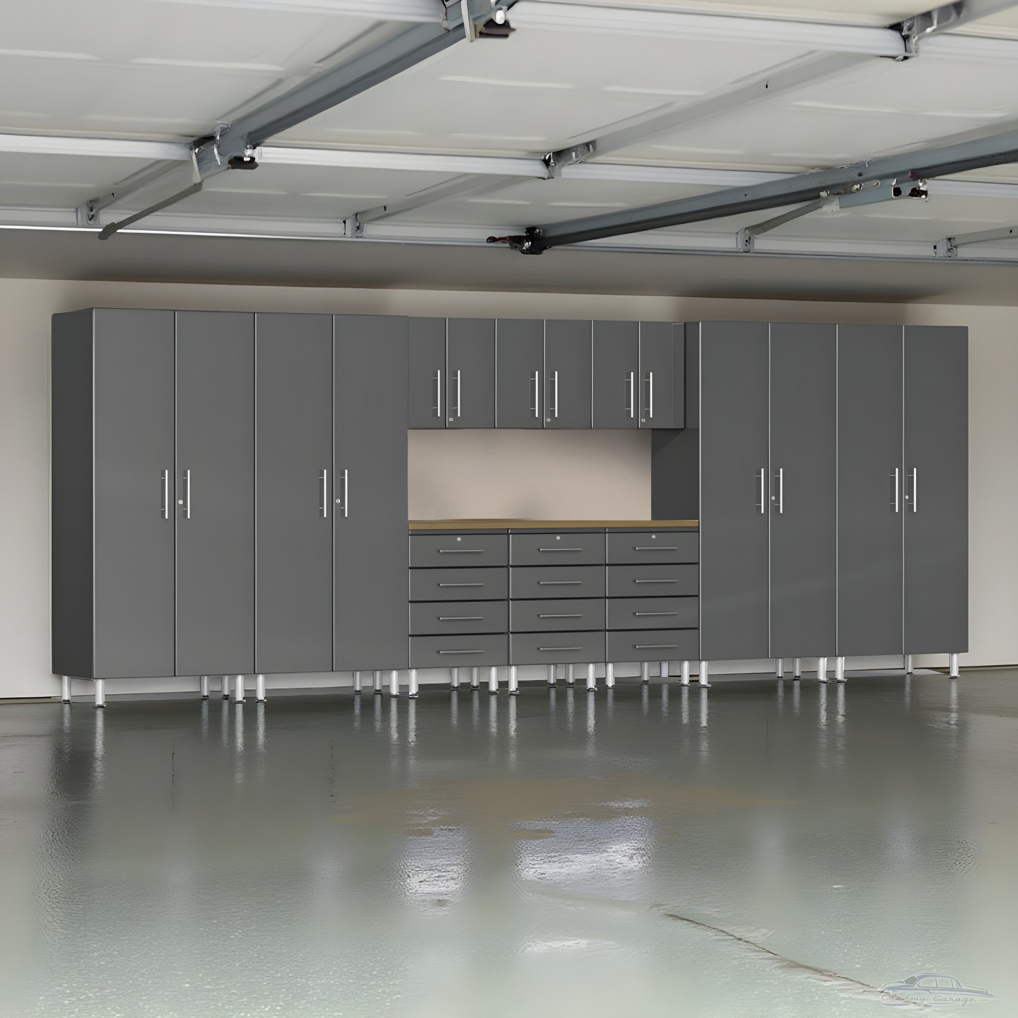 Grey Modular 11-Piece Garage Cabinet Set with Drawer Workbench