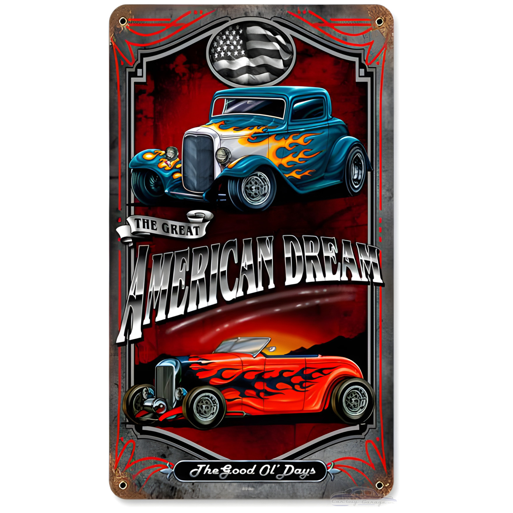 American Dream Metal Sign - 8"x14" Vintage USA Made Decor