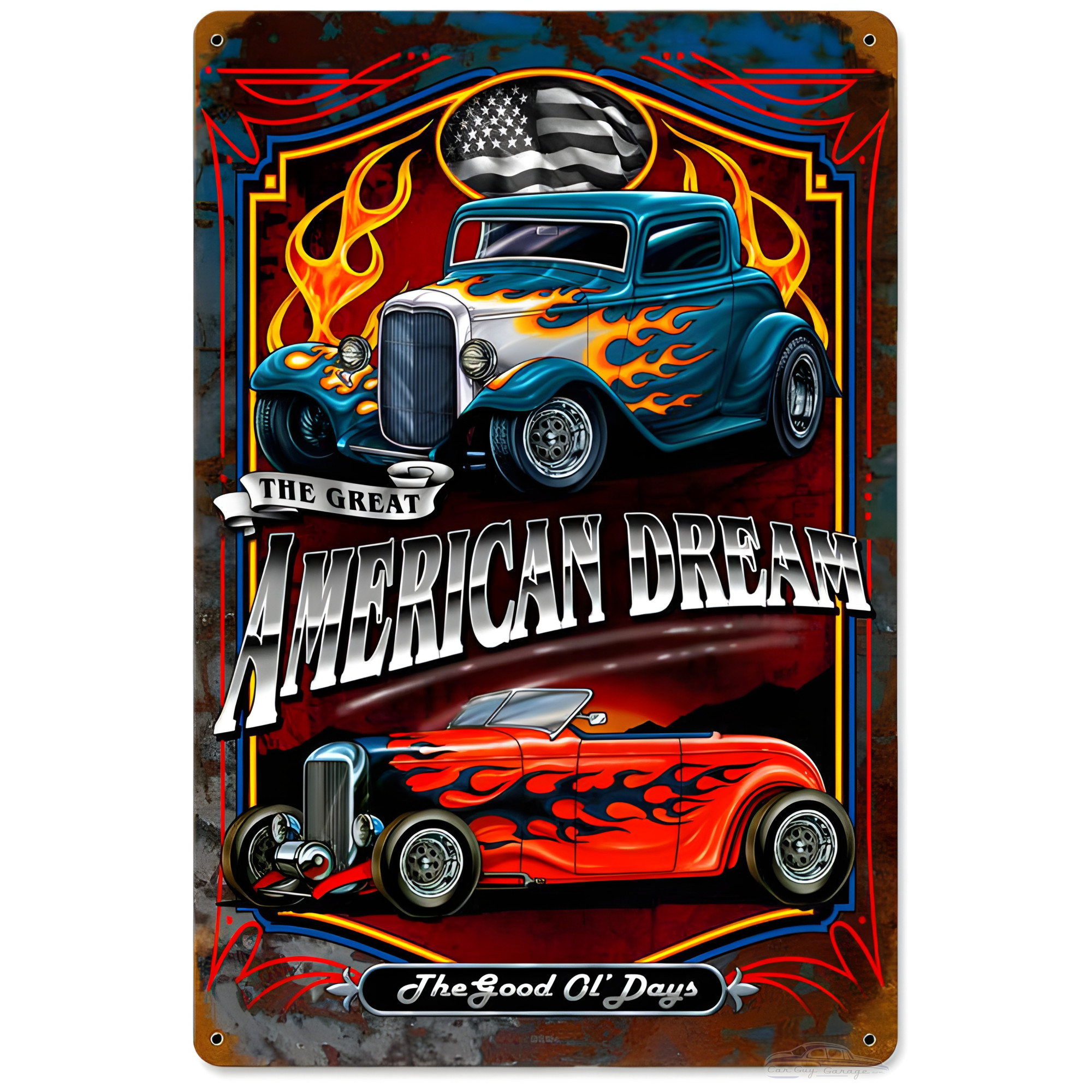 American Dream Metal Sign - Vintage Style, 12" x 18", USA Made