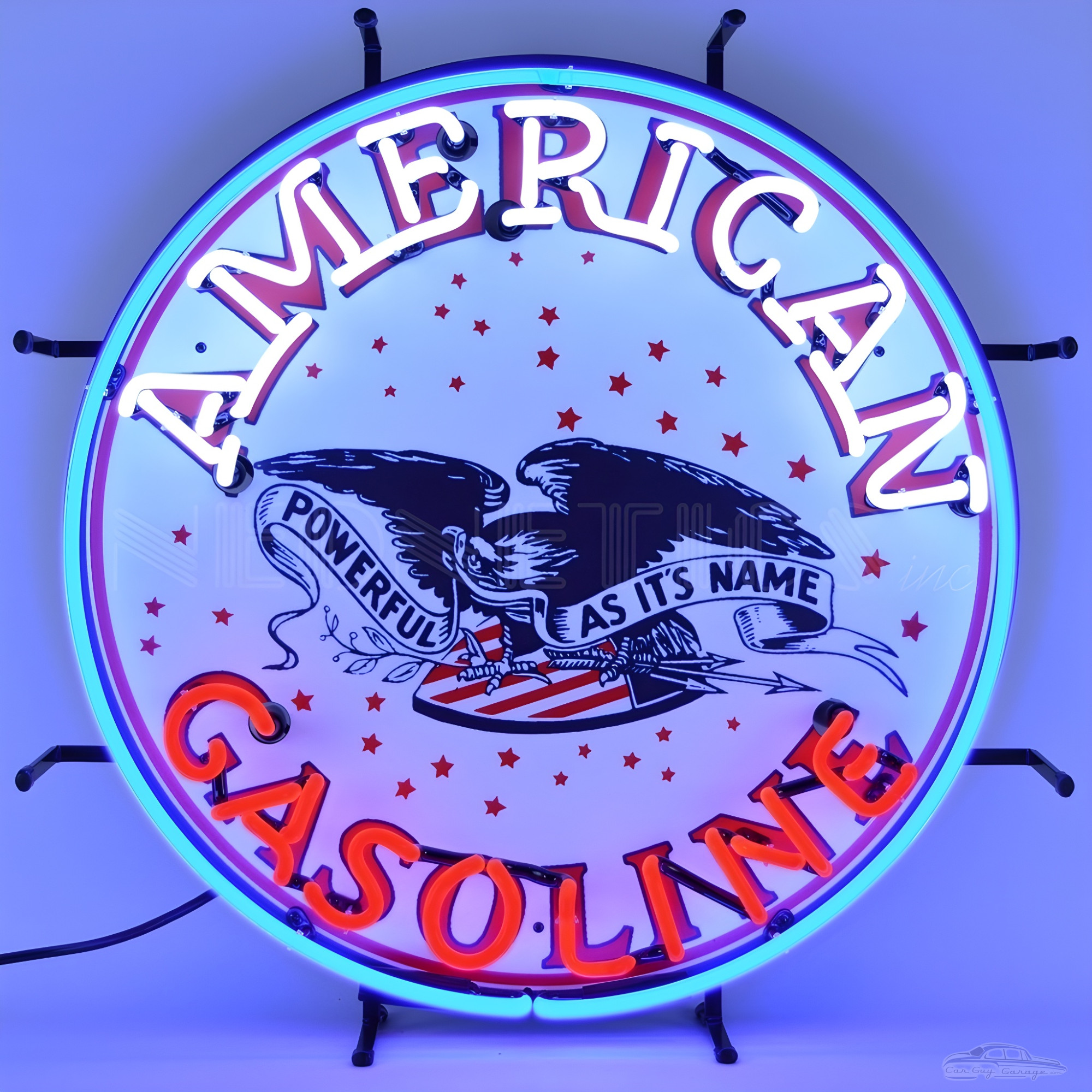 American Gasoline Neon Sign - Vintage Style, 24" Round, Indoor Use