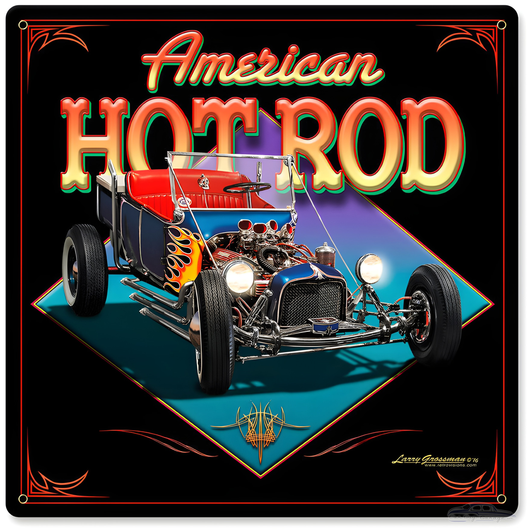 American Hot Rod Metal Sign - 12"x12" - Durable USA Made Decor