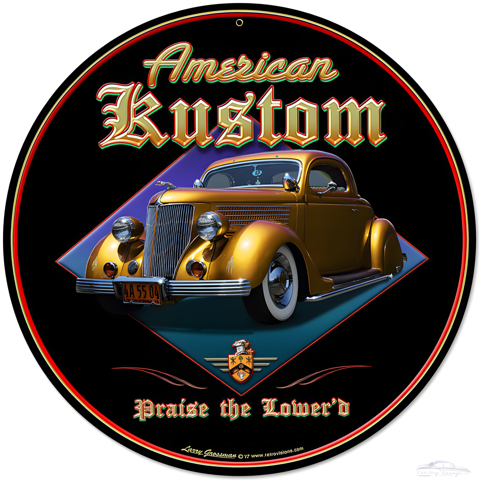 American Kustom Metal Sign - 14" Round, Made in USA, Durable