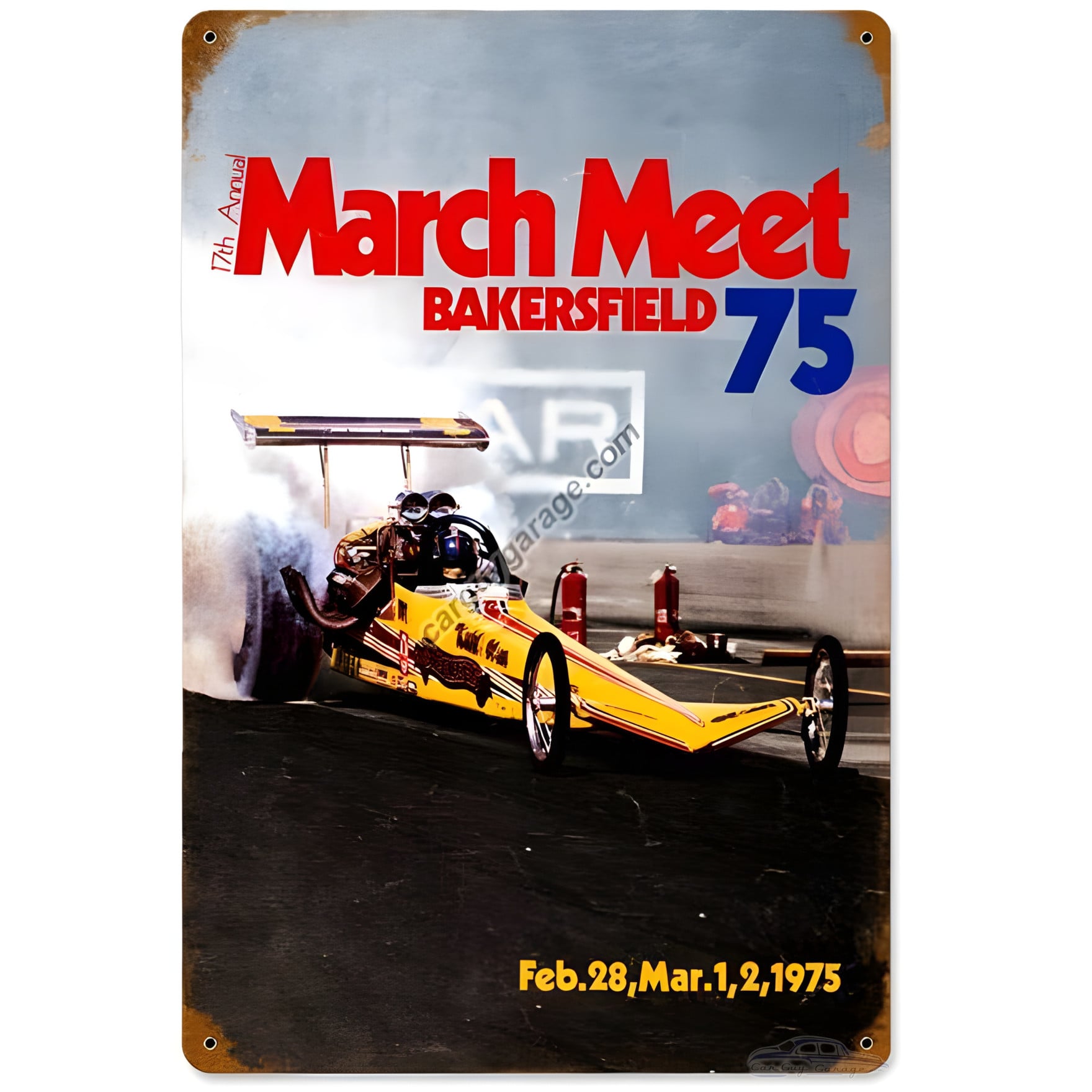 Vintage March Meet 75 Metal Sign - 18"x12" - Made in USA