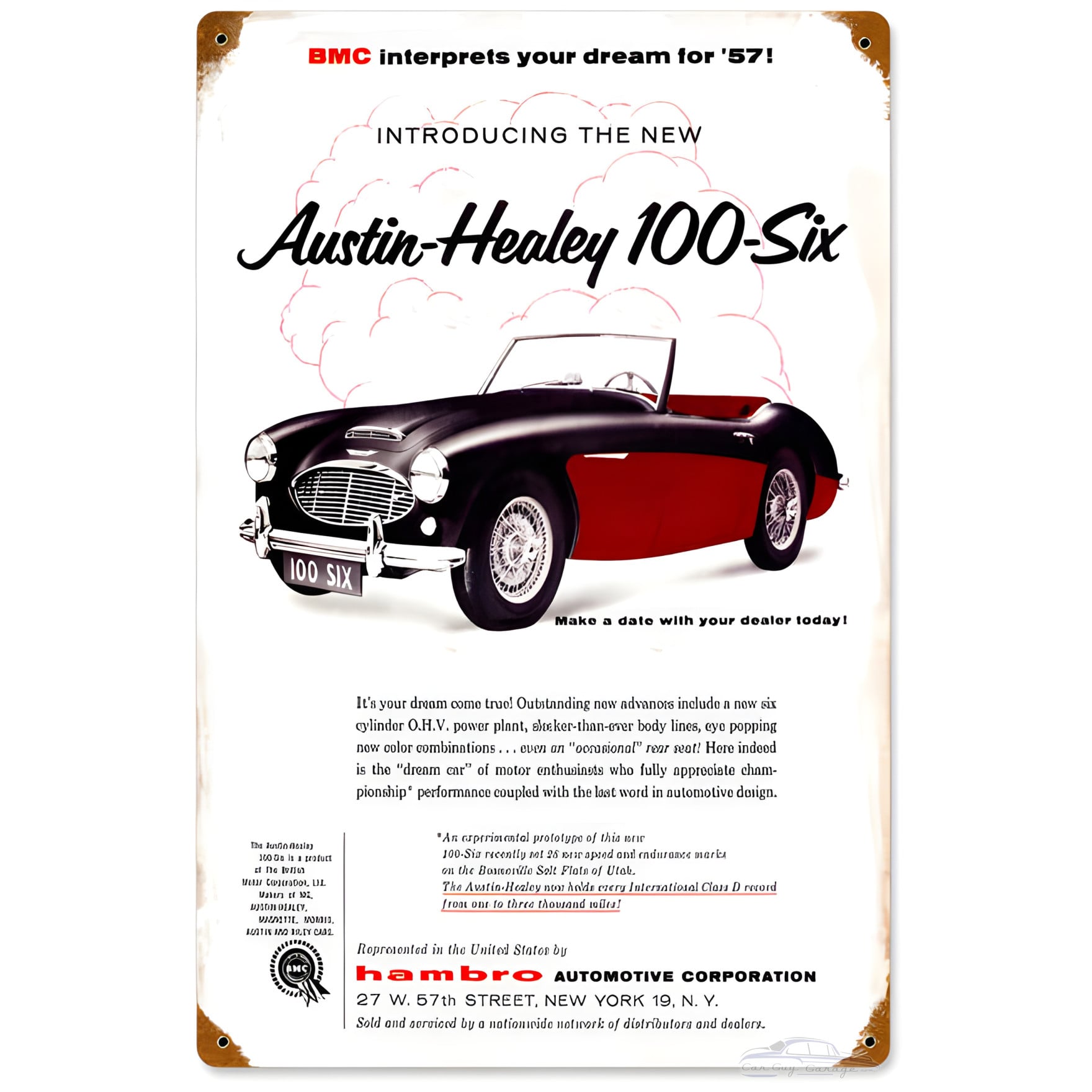Austin Healey Vintage Metal Sign - 12"x18" - Made in USA