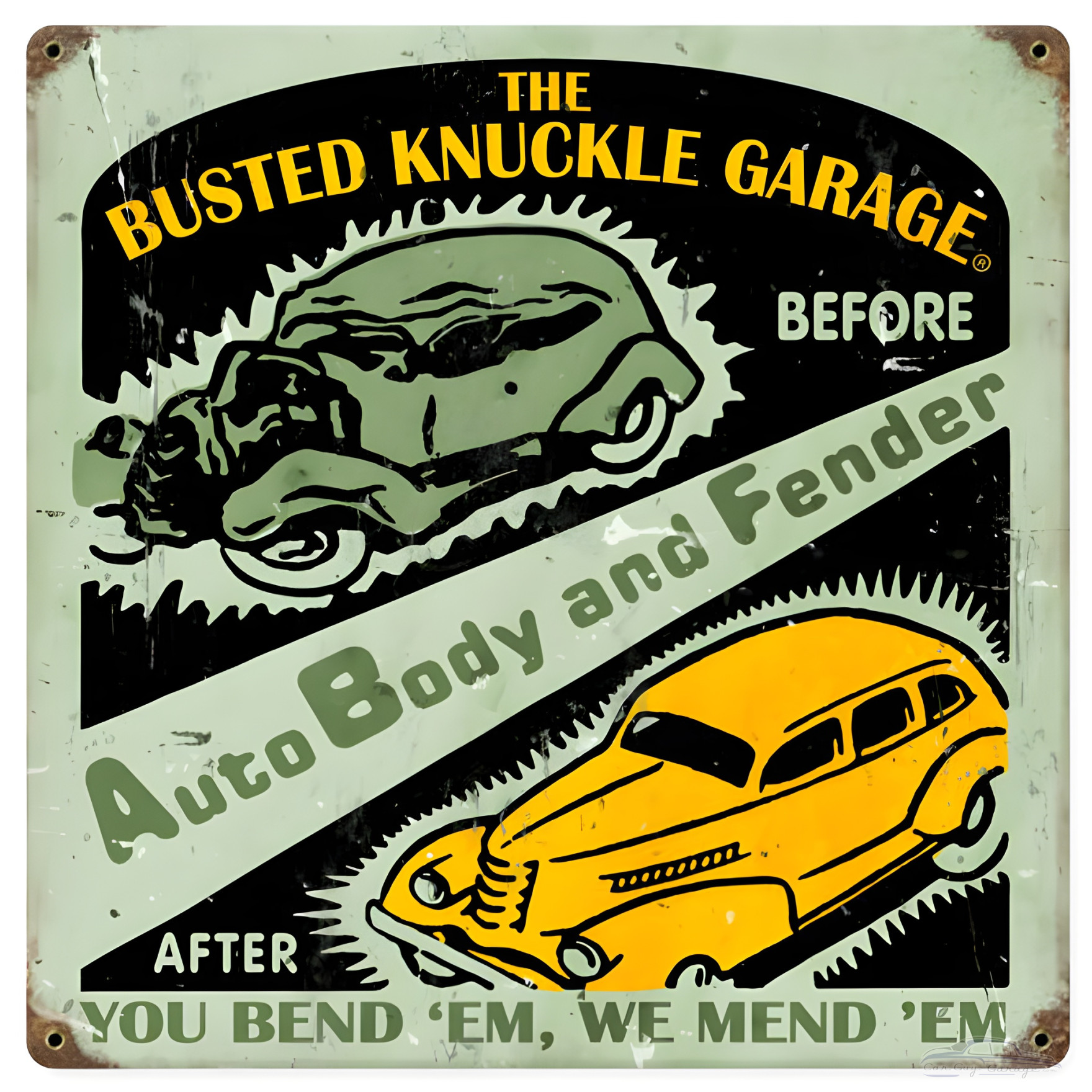 Vintage Auto Body Shop Sign - 12"x12" Heavy Steel USA Made