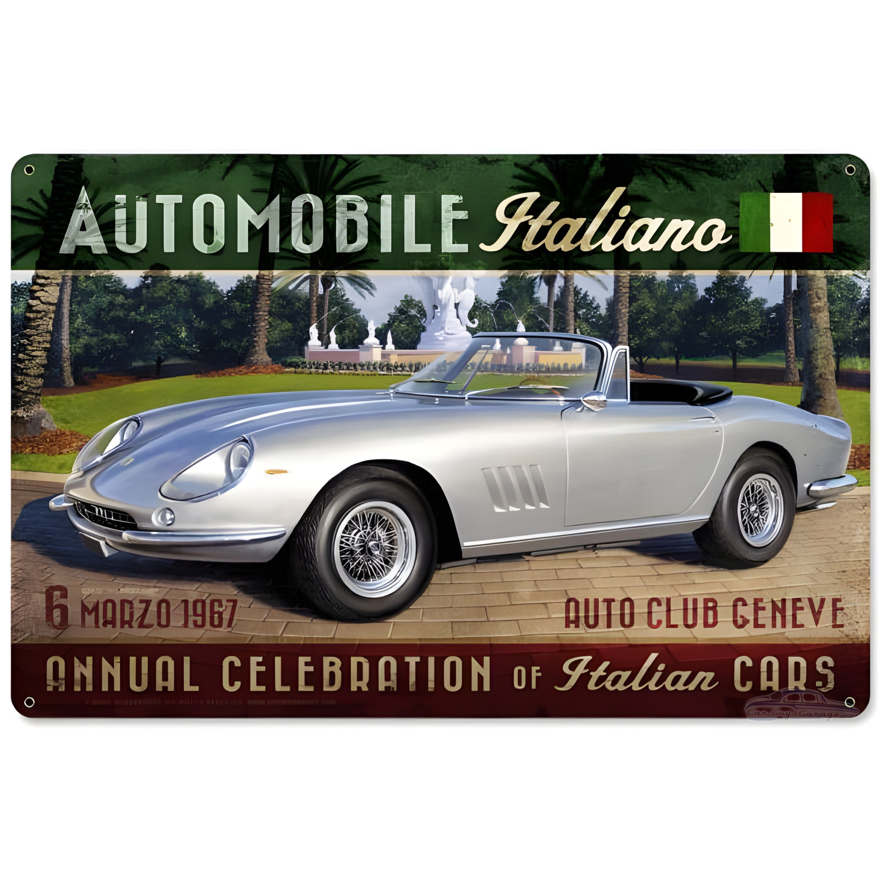 Automobile Italiano Metal Sign - Vintage 18"x12" USA Made