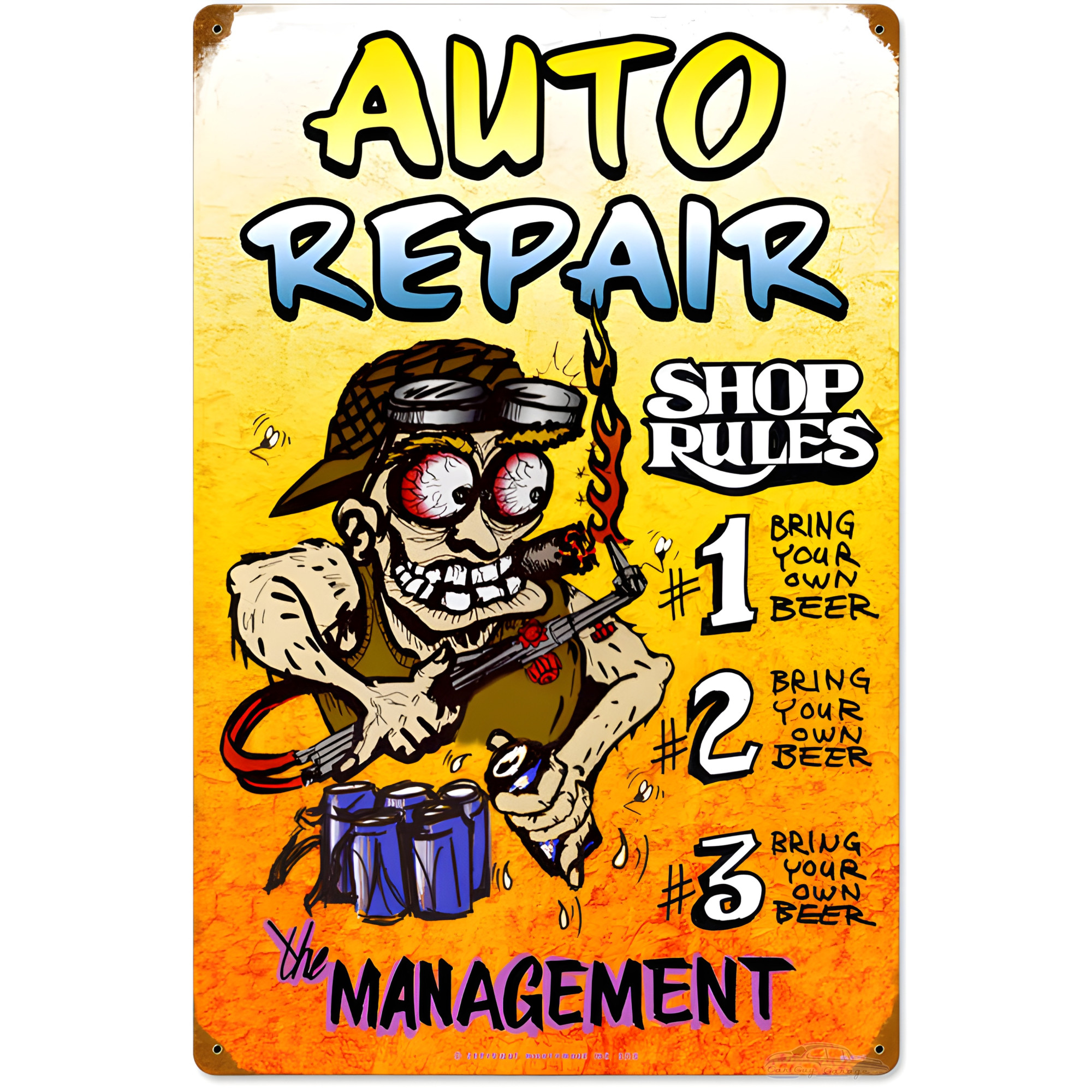 Vintage Auto Repair Shop Rules Metal Sign - 16"x24" USA Made