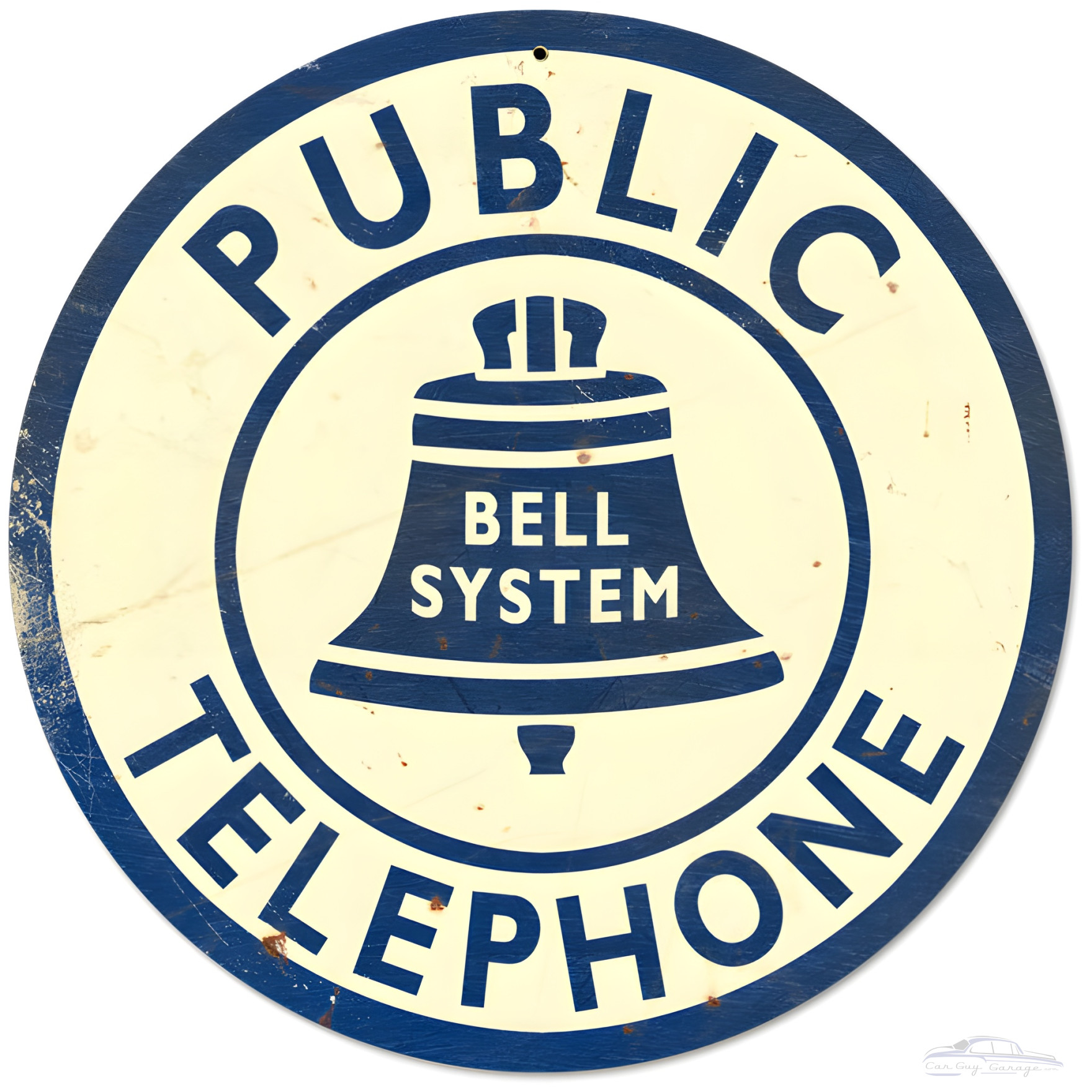 Vintage Bell Telephone Metal Sign - 14" Round, Made in USA