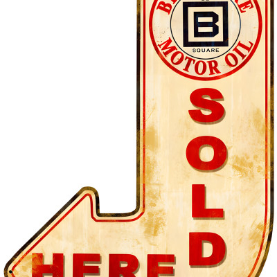Be Square Sold Here Arrow Metal Sign - Durable 15" x 24"