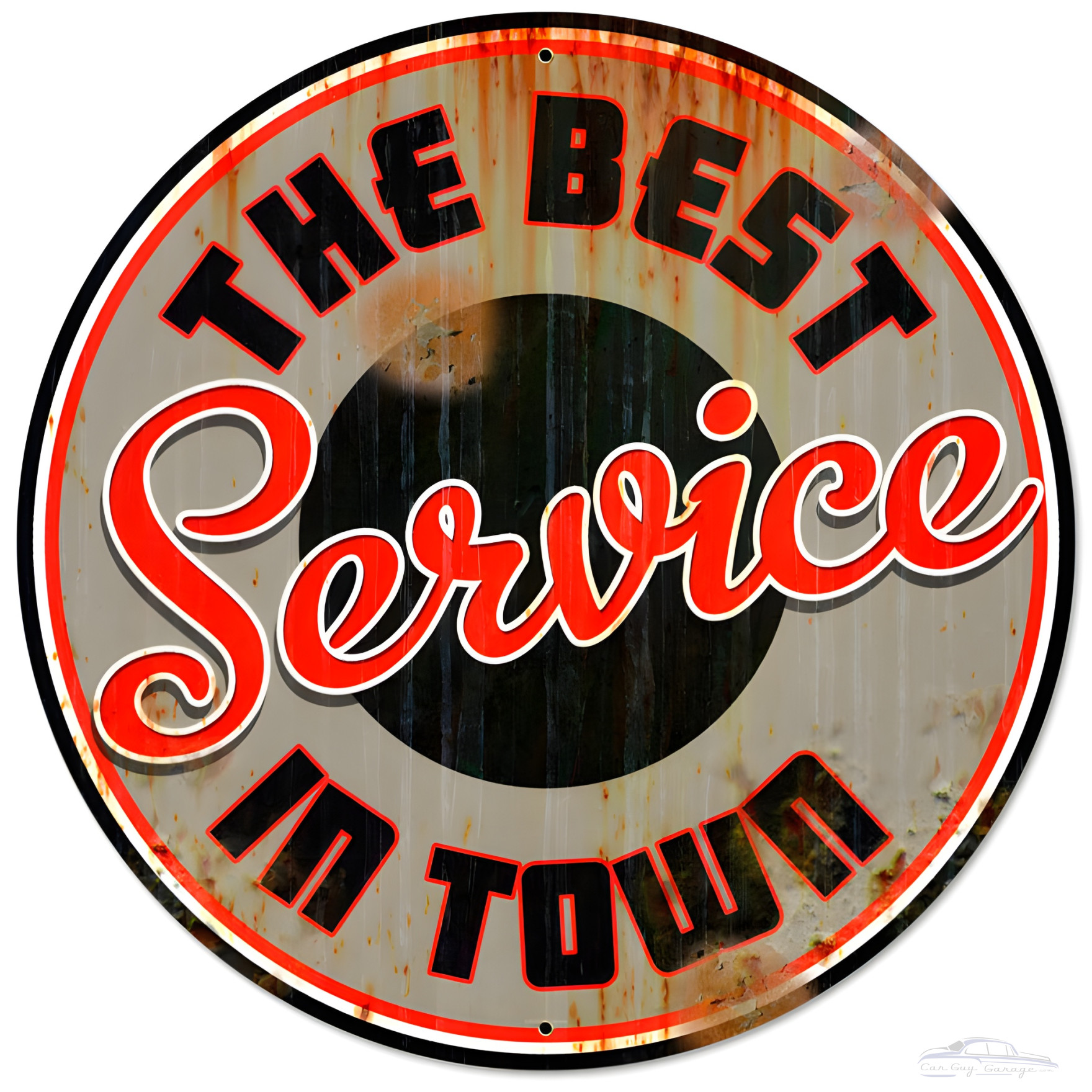 Best Service Metal Sign - 28" Round, Vintage Garage Decor