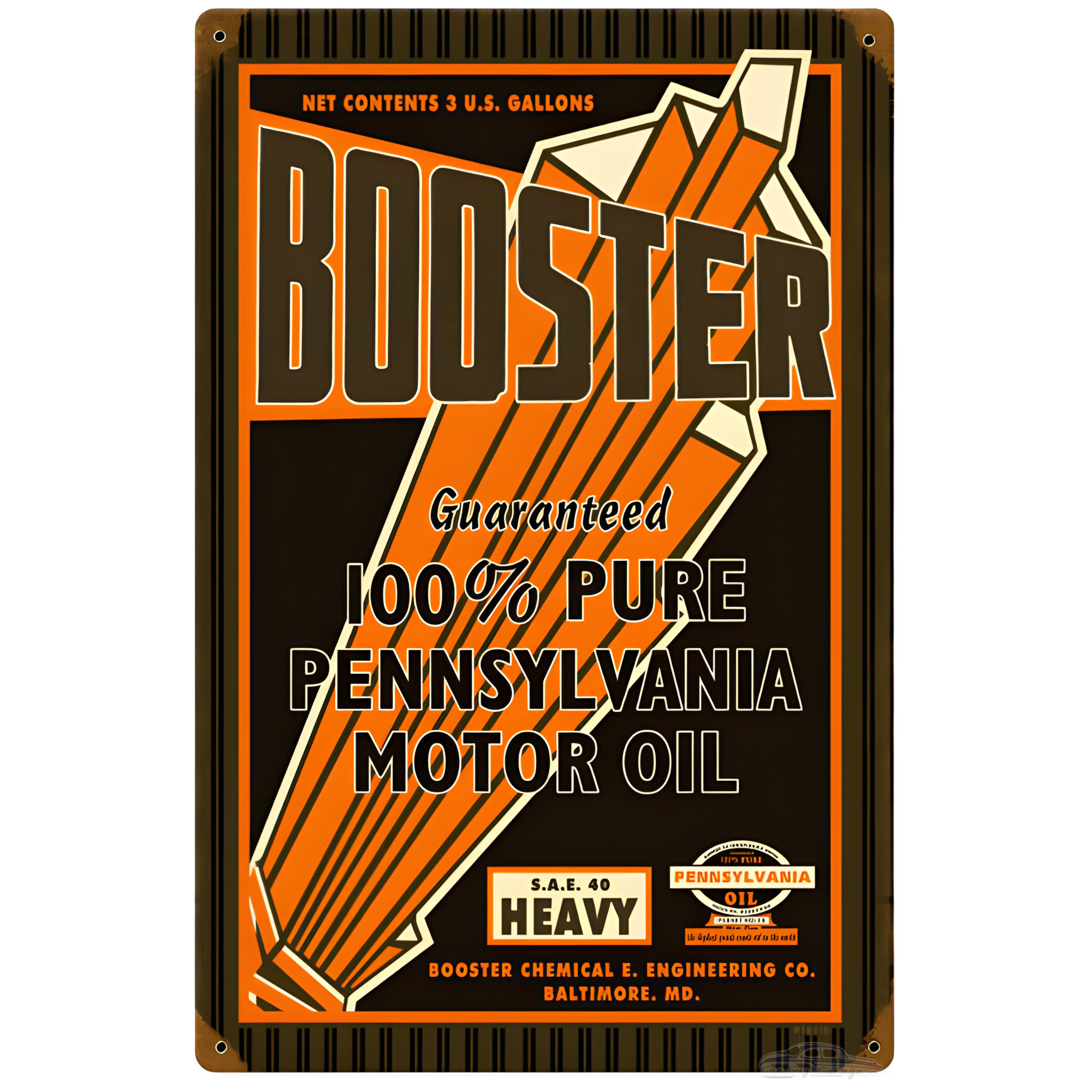Booster Motor Oil Metal Sign - Vintage Garage Decor 12"x18"