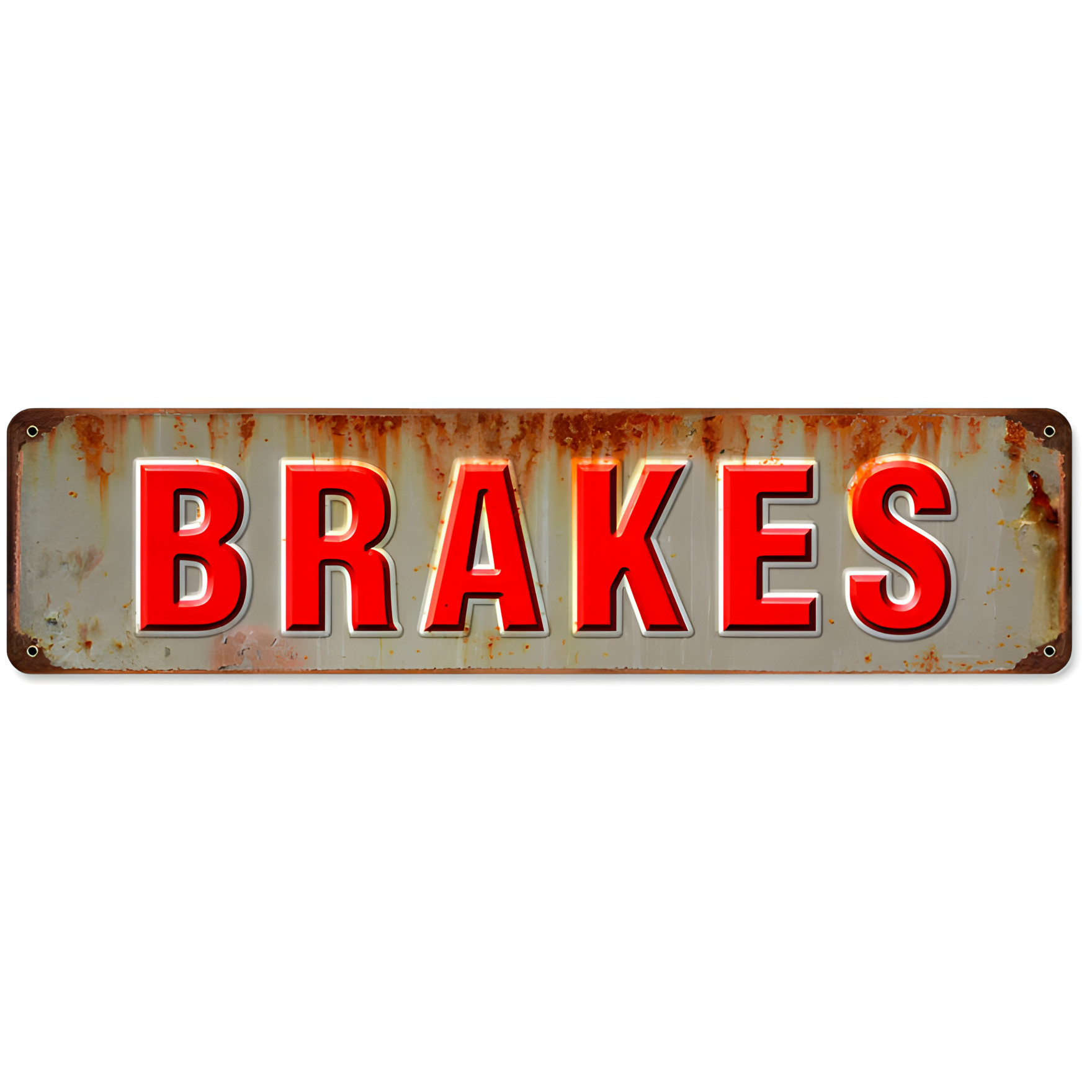 Vintage Brakes Metal Sign - 20"x5" - Heavy Gauge Steel