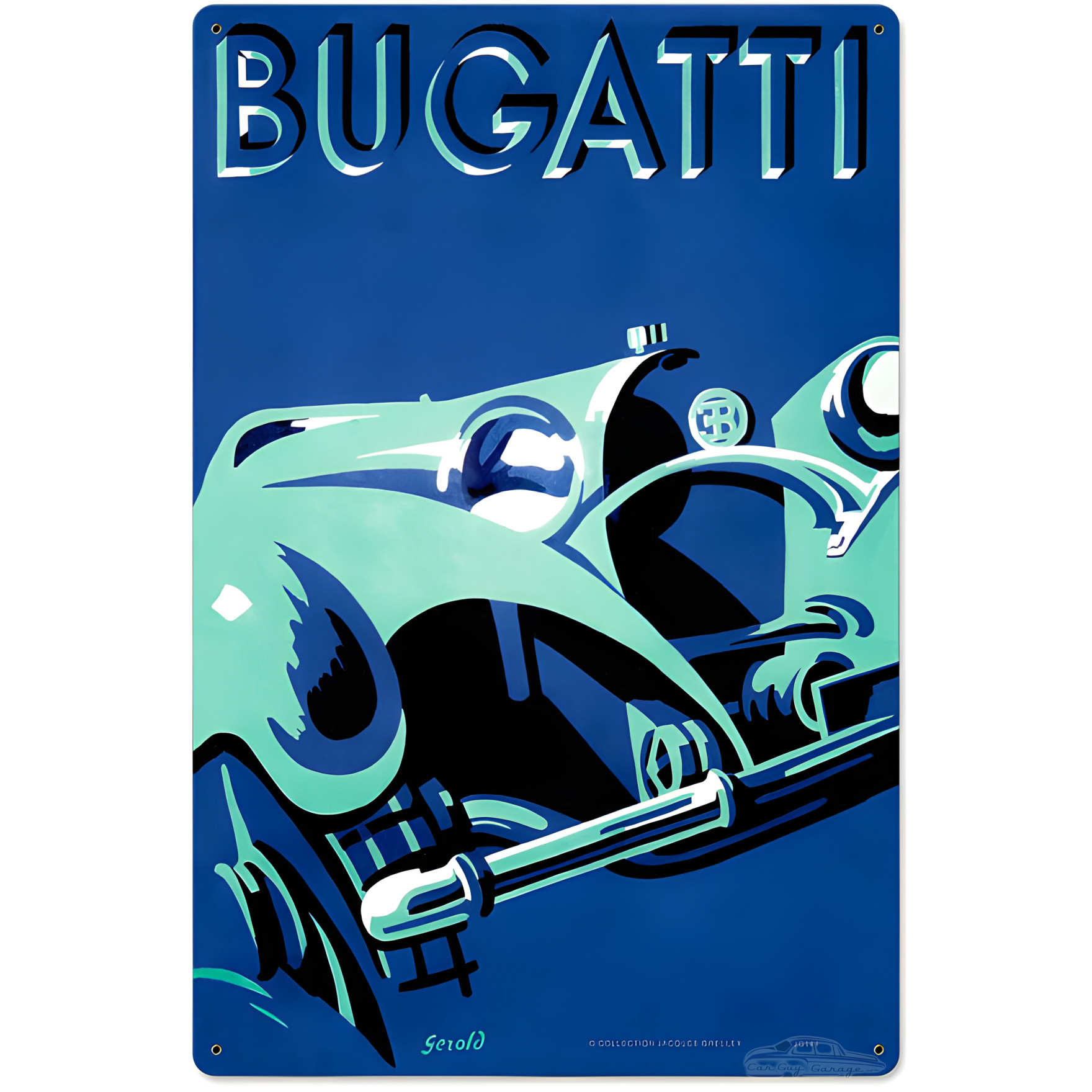 Bugatti Blue Metal Sign - 16"x24" - Durable, Easy to Hang
