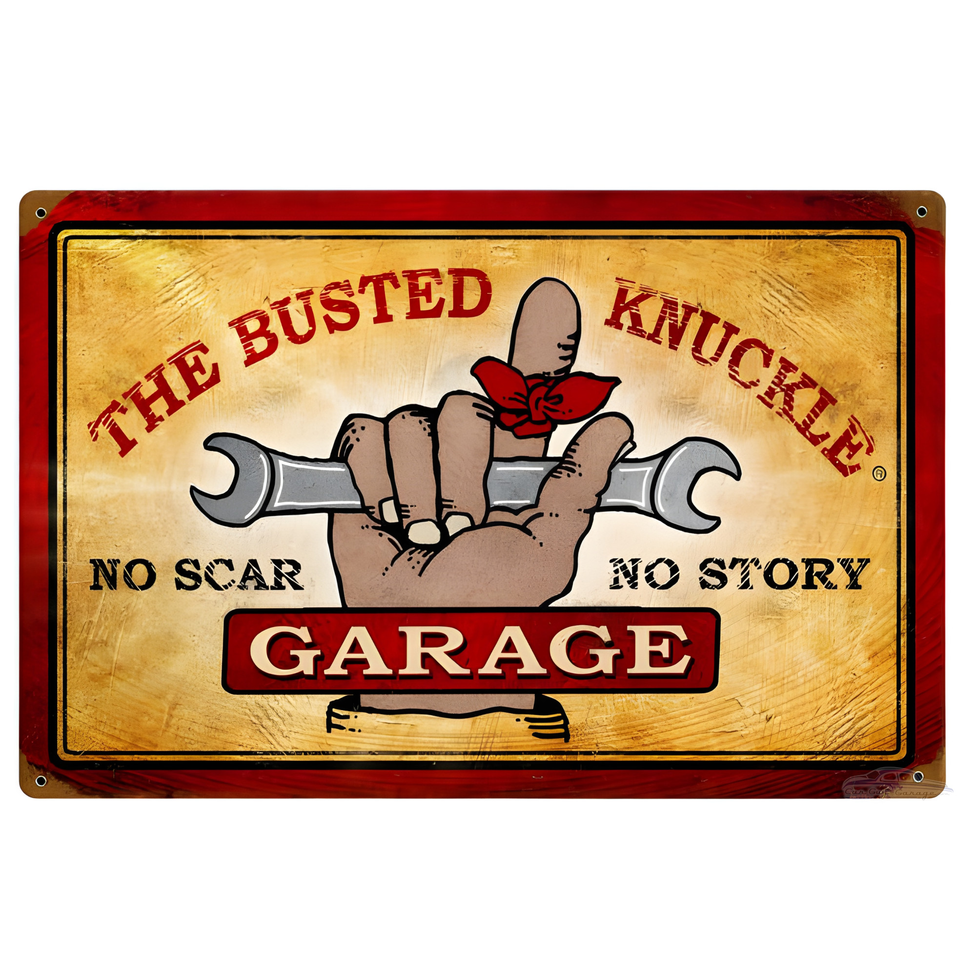 Busted Knuckle Garage Sign - Vintage Metal, 18" x 12"