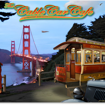 Cable Car Cafe Metal Sign - Vintage Decor, 15" x 12", USA Made