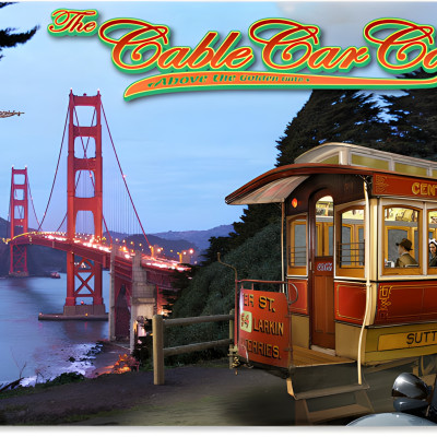 Cable Car Cafe Metal Sign - Durable 18" x 12" Wall Decor