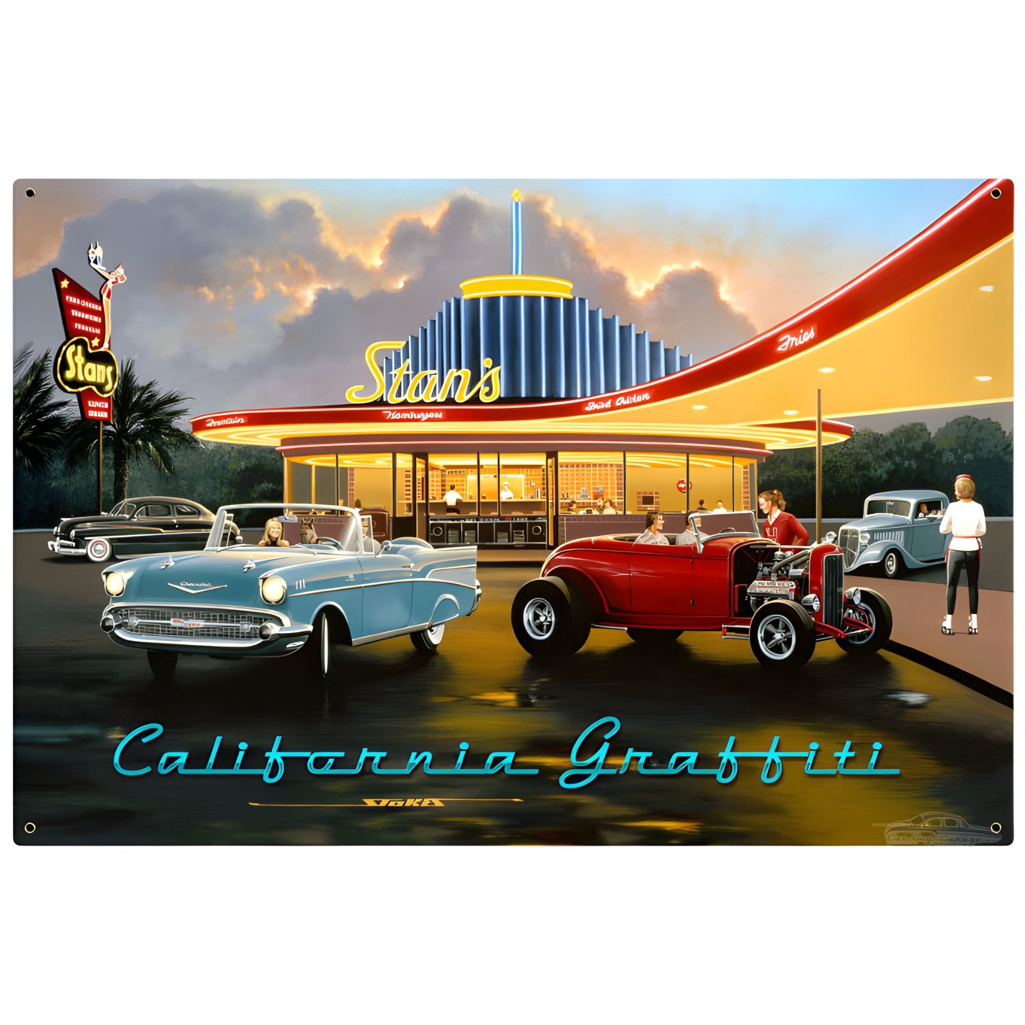 California Graffiti Metal Sign - Vintage 36"x24" Wall Decor
