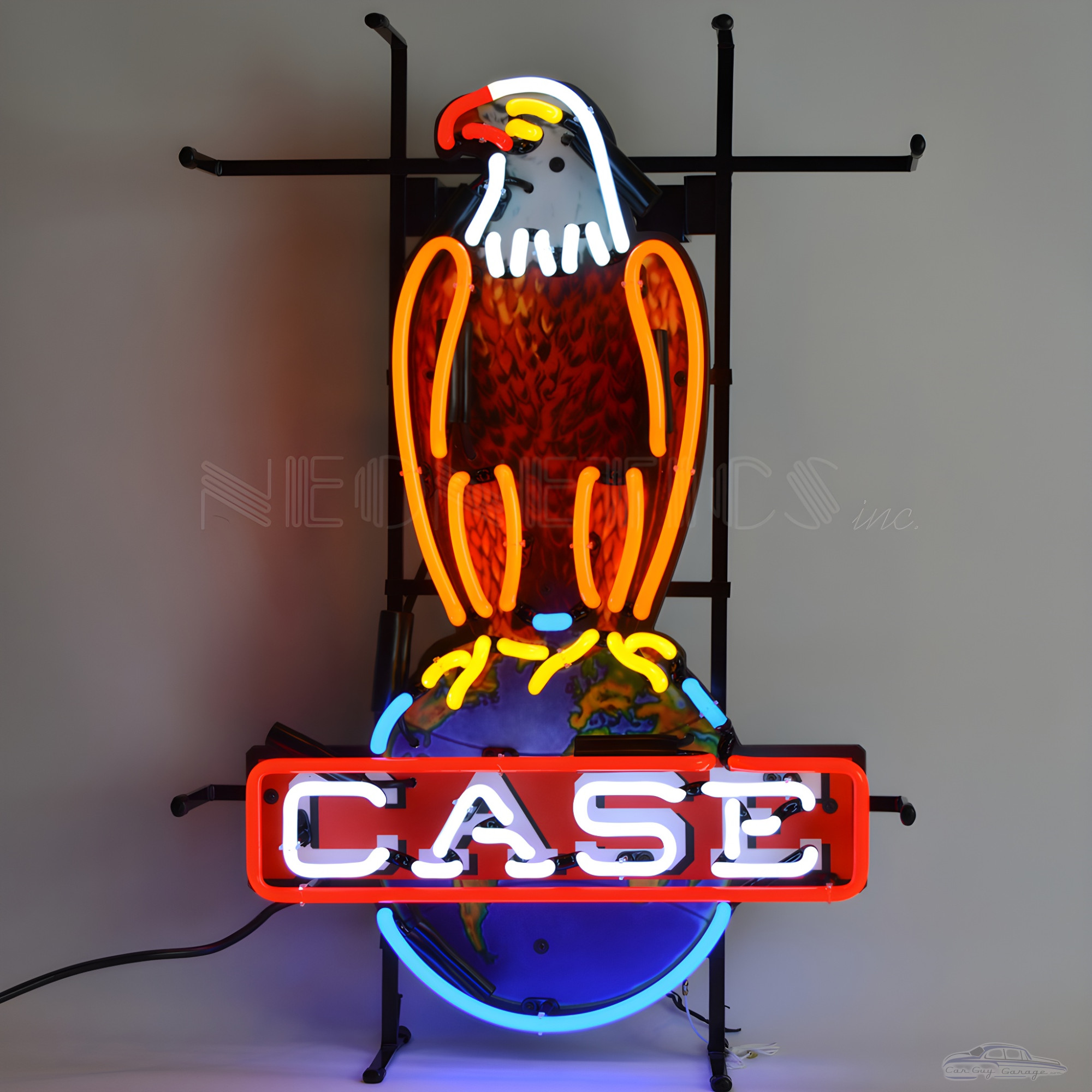 Case Eagle Neon Sign - Hand-Blown Glass, Vibrant Glow, 18x26