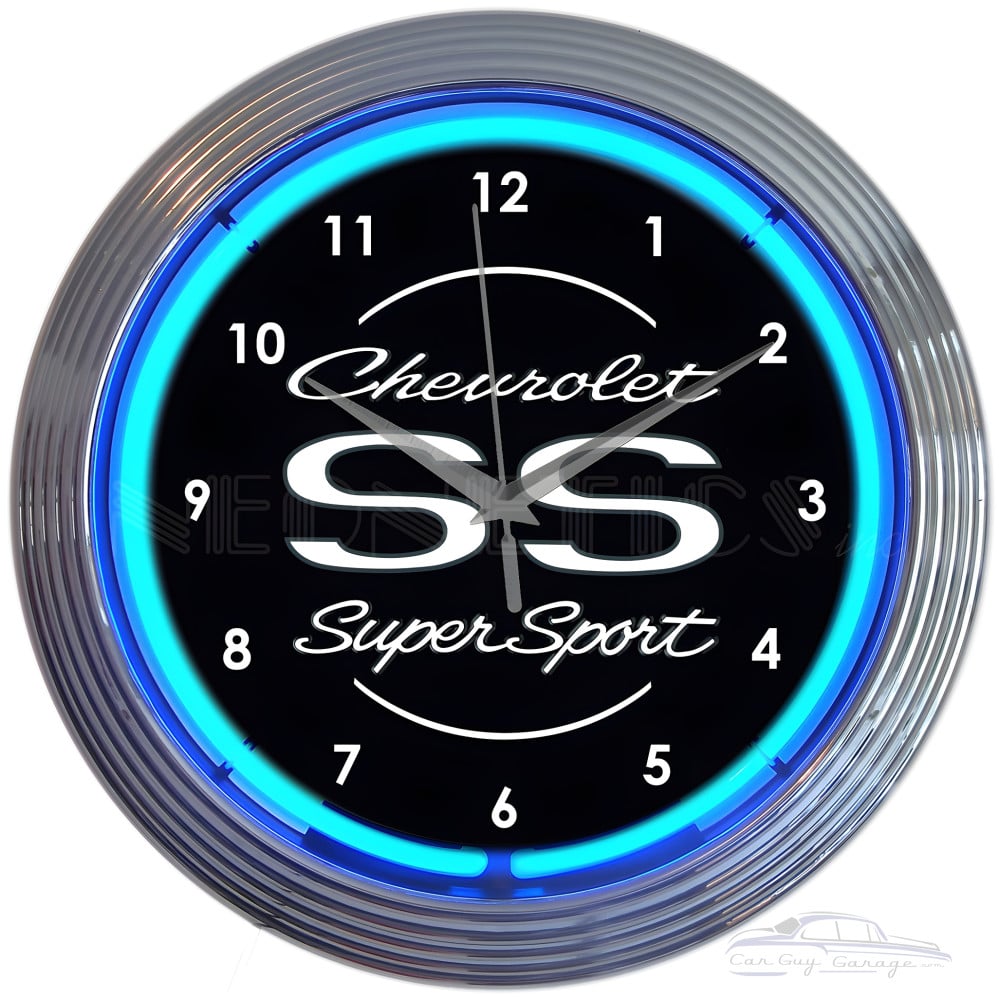20" Personalized Neon Chevrolet Clock - Customizable & Retro