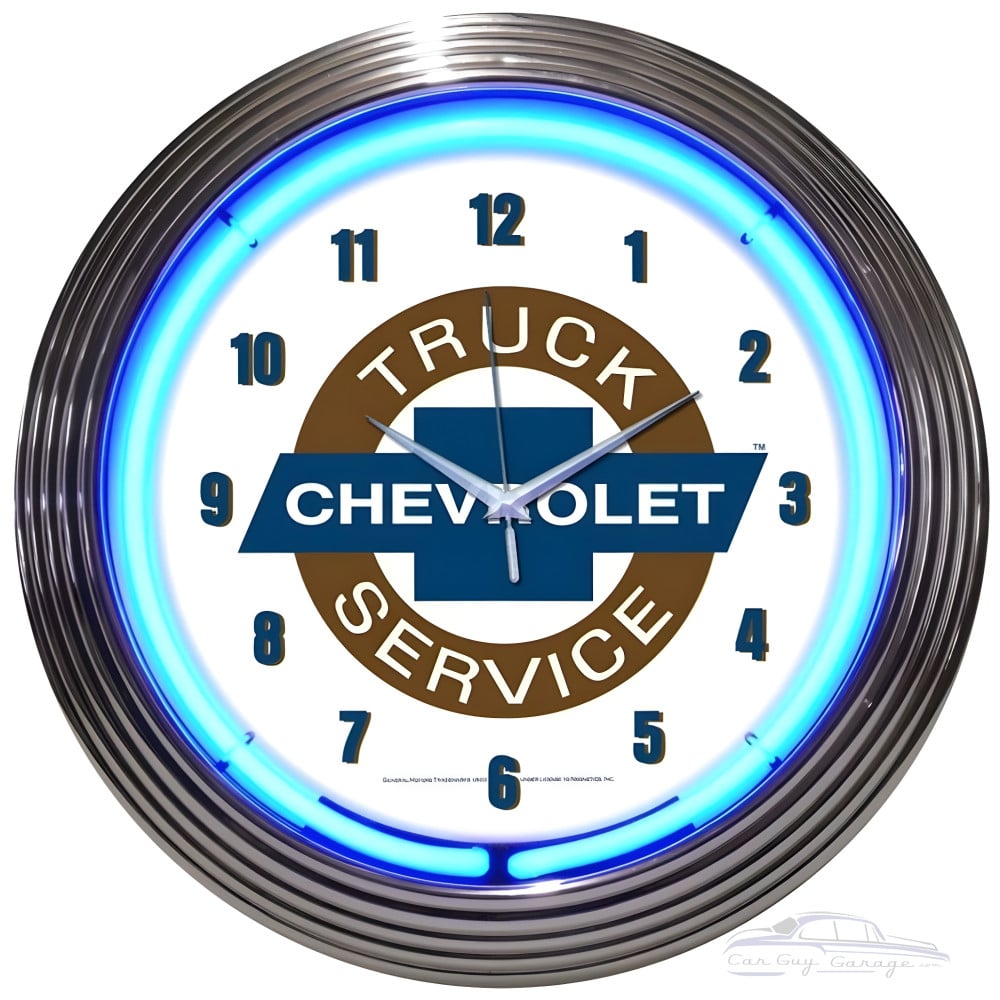 20" Personalized Neon Chevrolet Clock - Customizable & Retro