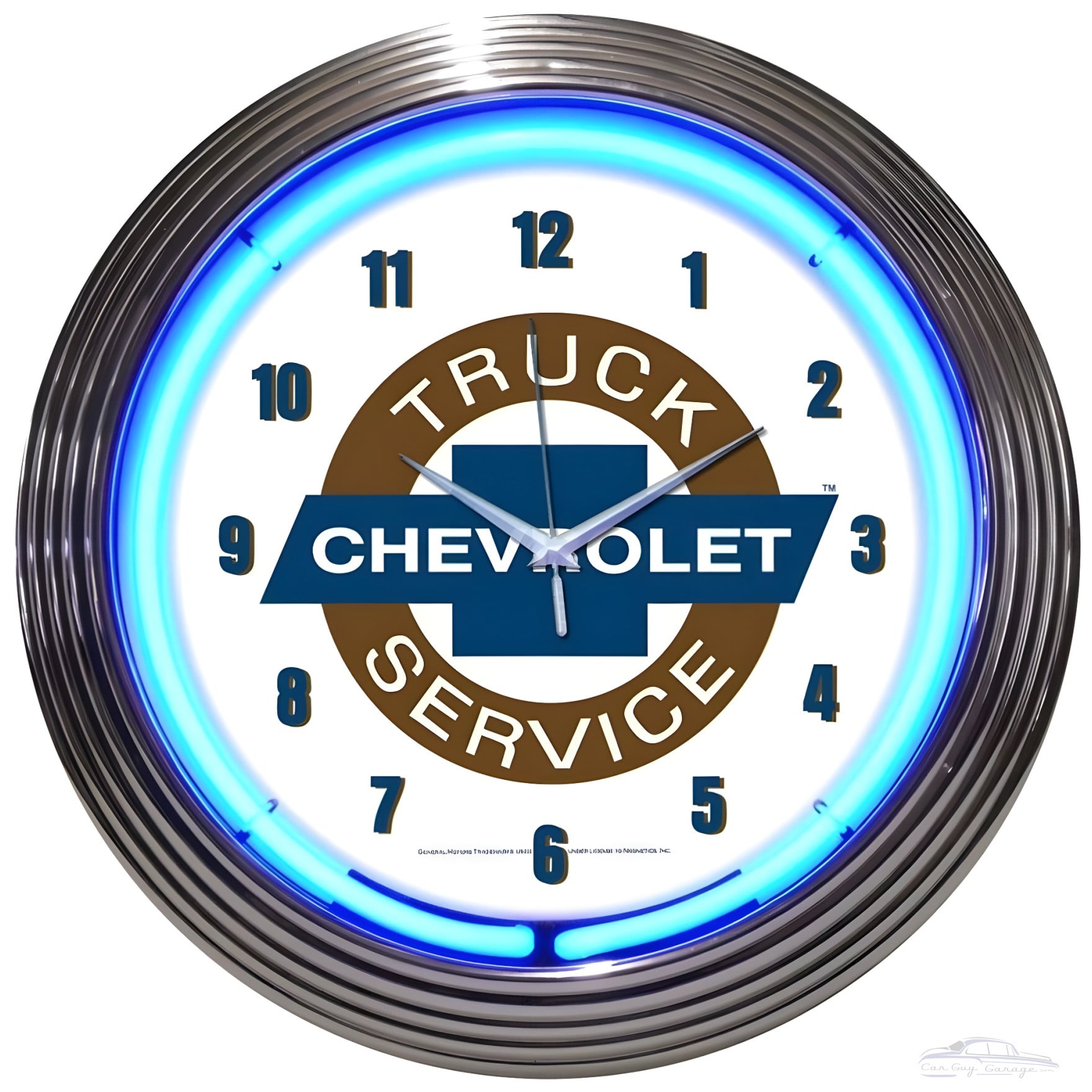 Chevrolet Truck Service Neon Clock - Classic Blue Neon Light