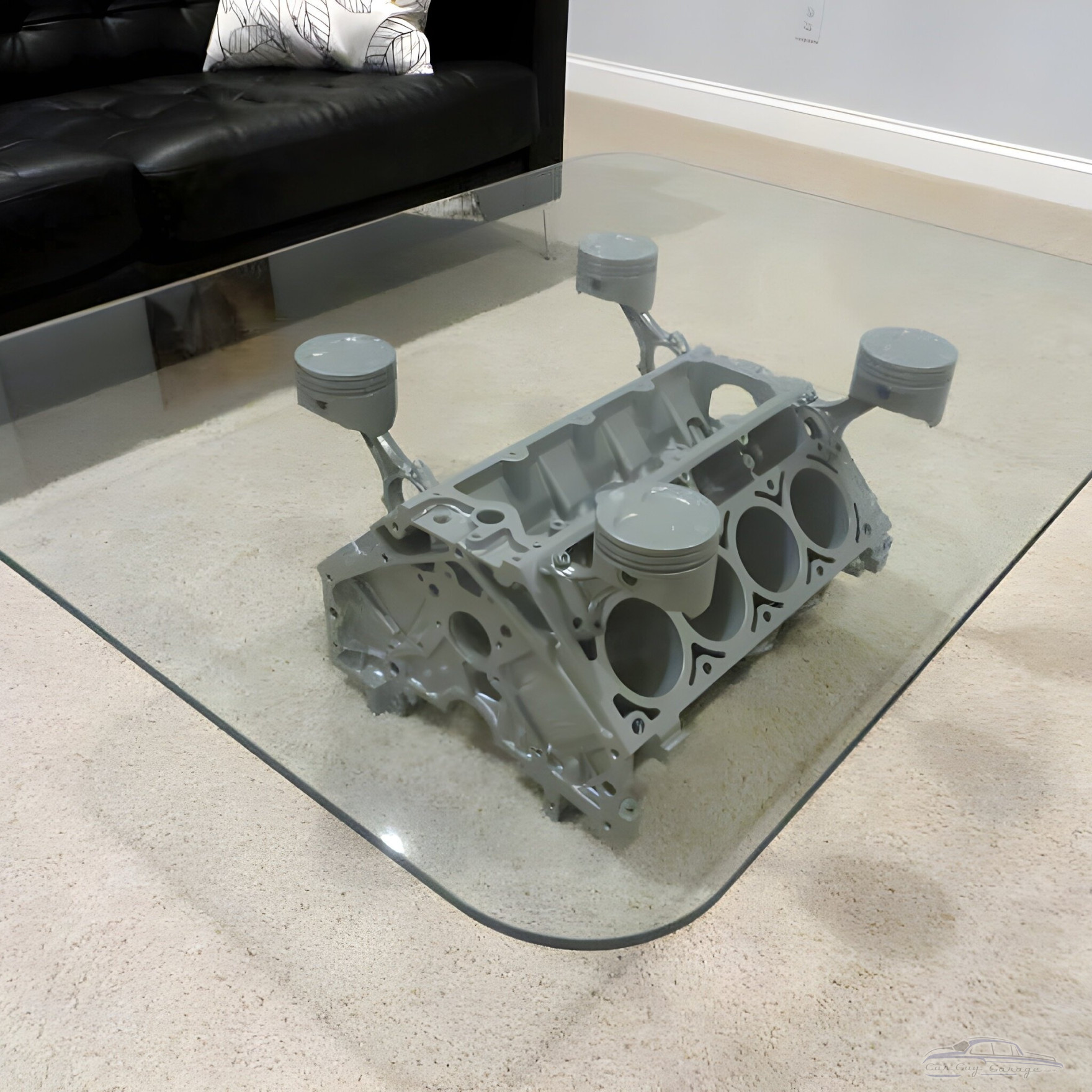 Engine Block Coffee Table - Chevy Silver Finish