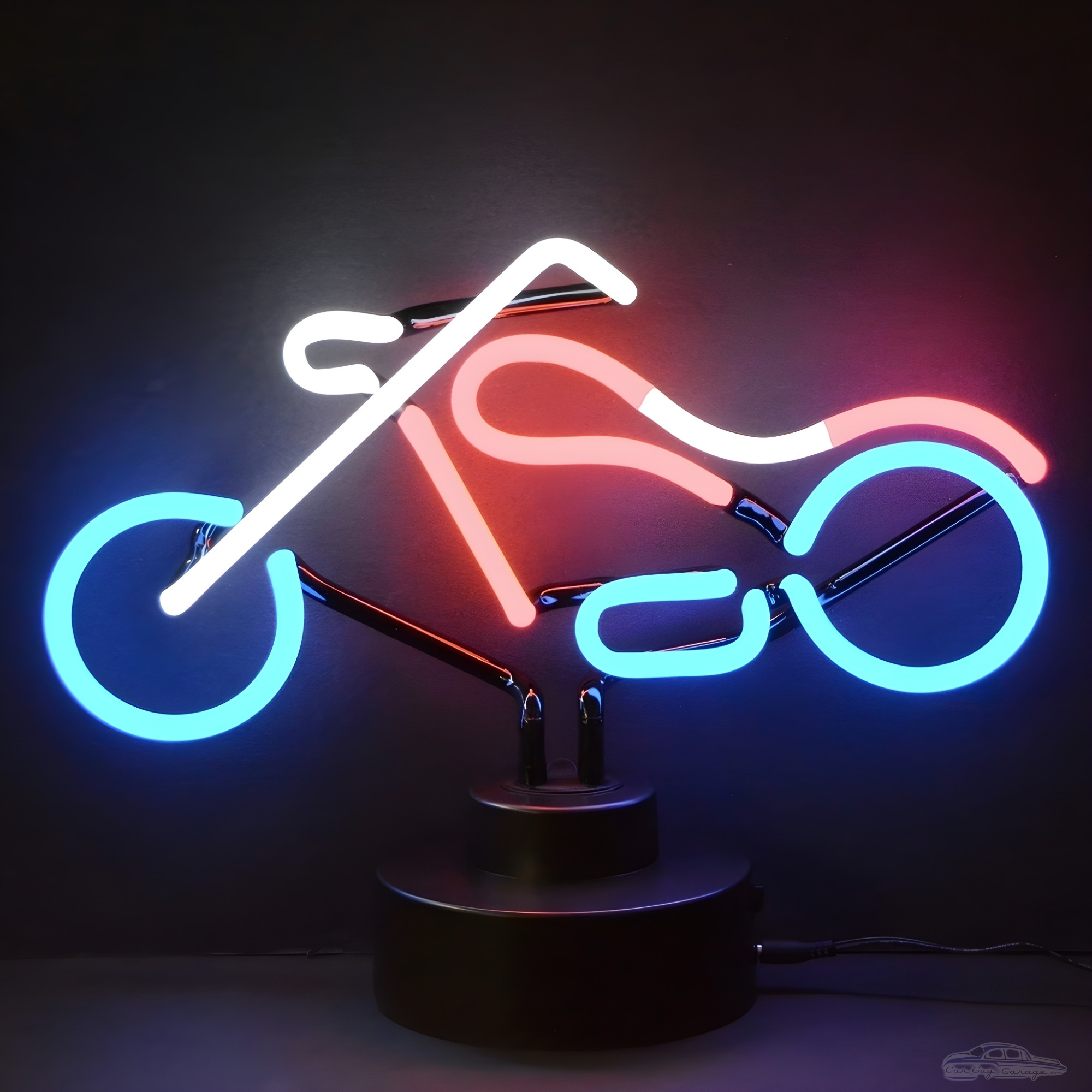 Chopper Neon Sculpture - Hand Blown, Multi-Colored Neon Art