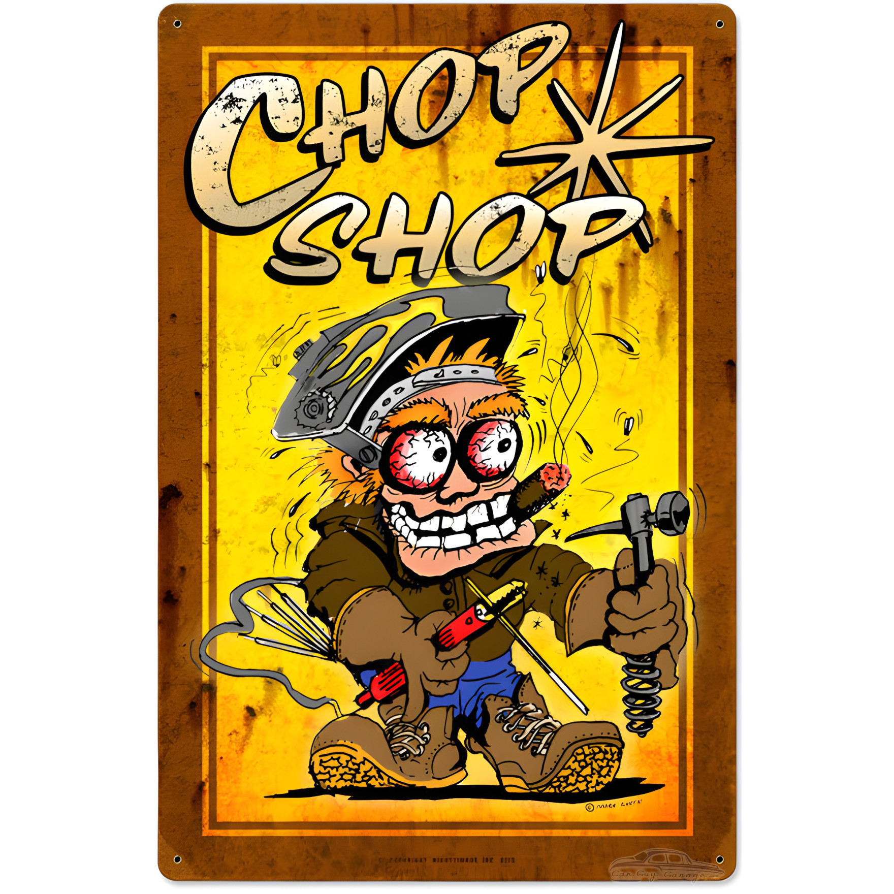 Vintage Chop Shop Metal Sign - 16"x24" - Durable USA Made