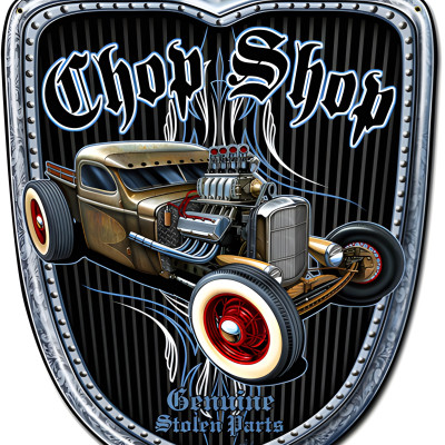 Chop Shop Grill Metal Sign - 24"x30" - Durable USA Made Decor