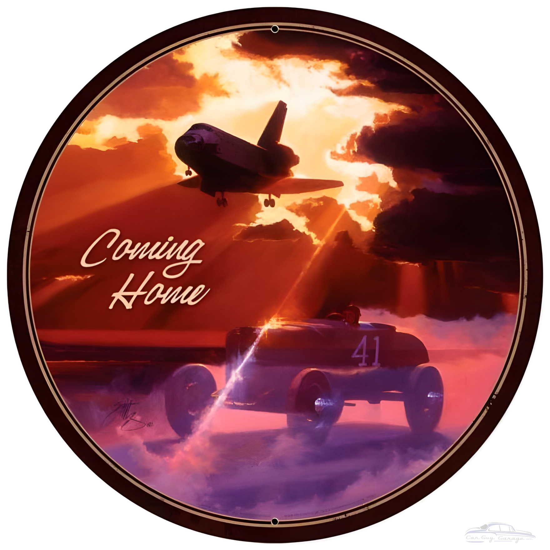 Coming Home Sign - 28" Round Metal, Handmade in USA, Easy Hang