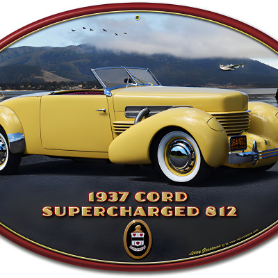 Vintage 1937 Cord 812 Metal Sign - 18"x12" - Made in USA