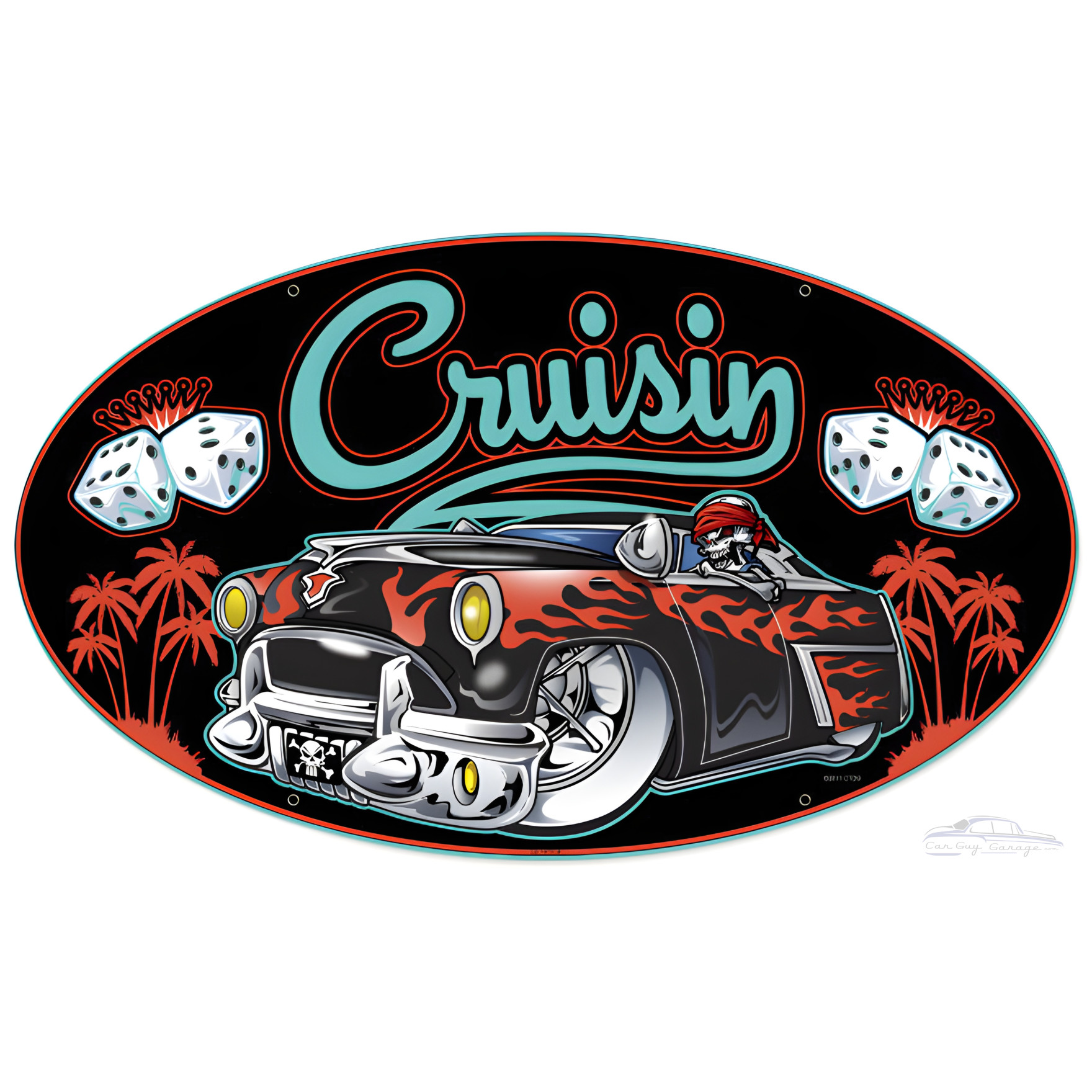 Cruisin Metal Sign - 24"x14" - Durable American Steel Decor