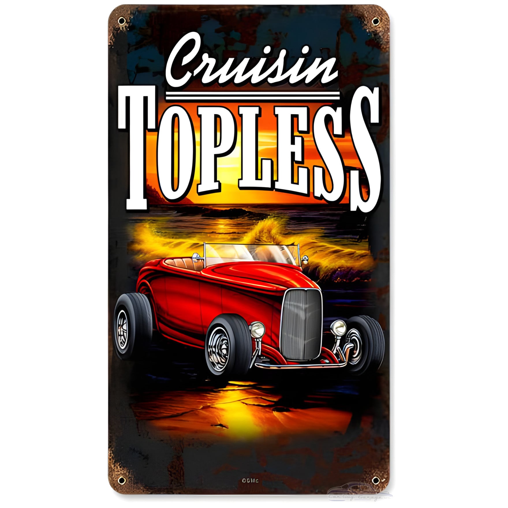 Cruisin Topless Metal Sign - Vintage 12"x18" Garage Decor