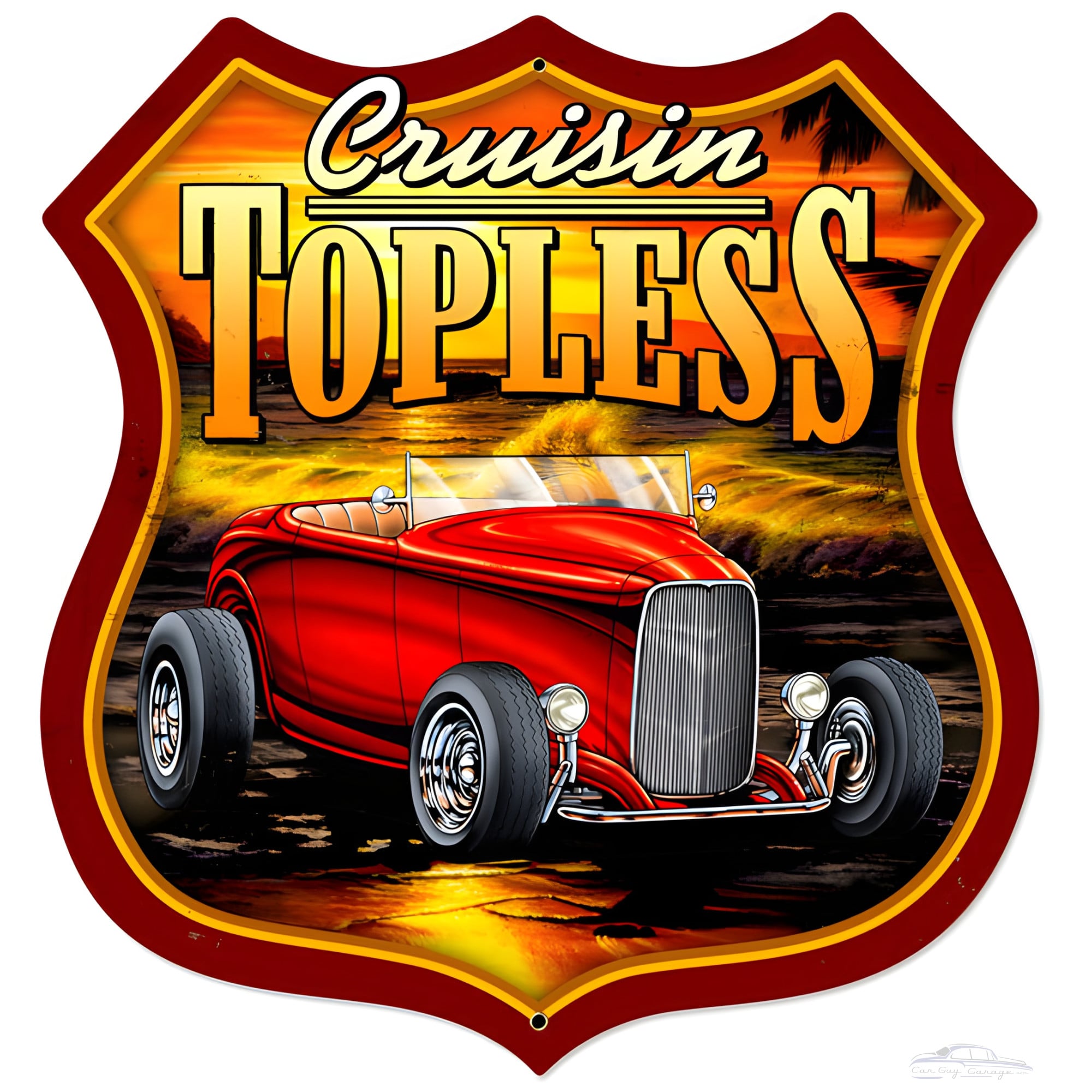 Cruisin Topless Metal Sign - 28"x28" Vintage Garage Decor