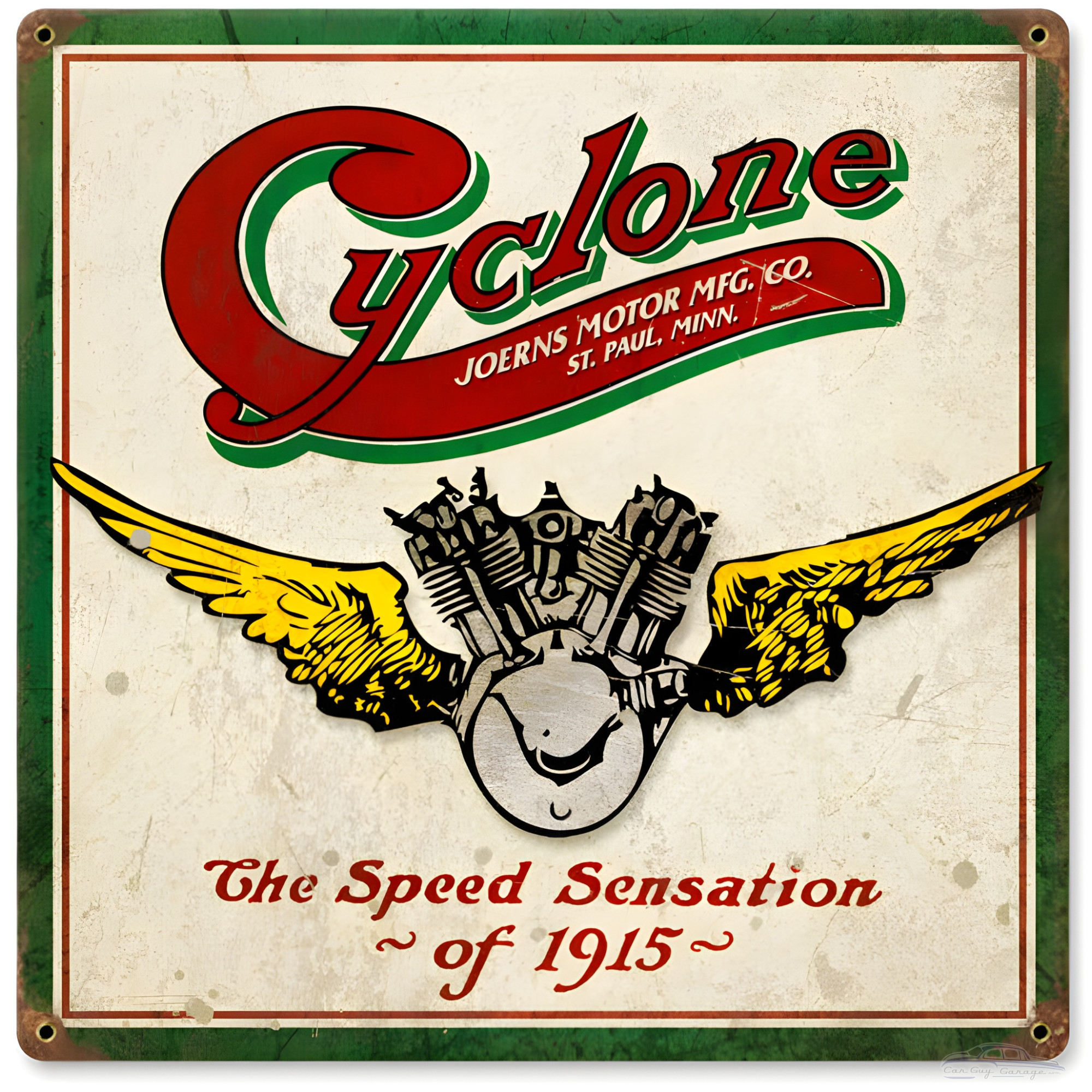 Cyclone Logo Vintage Metal Sign - 12"x12" - Made in USA