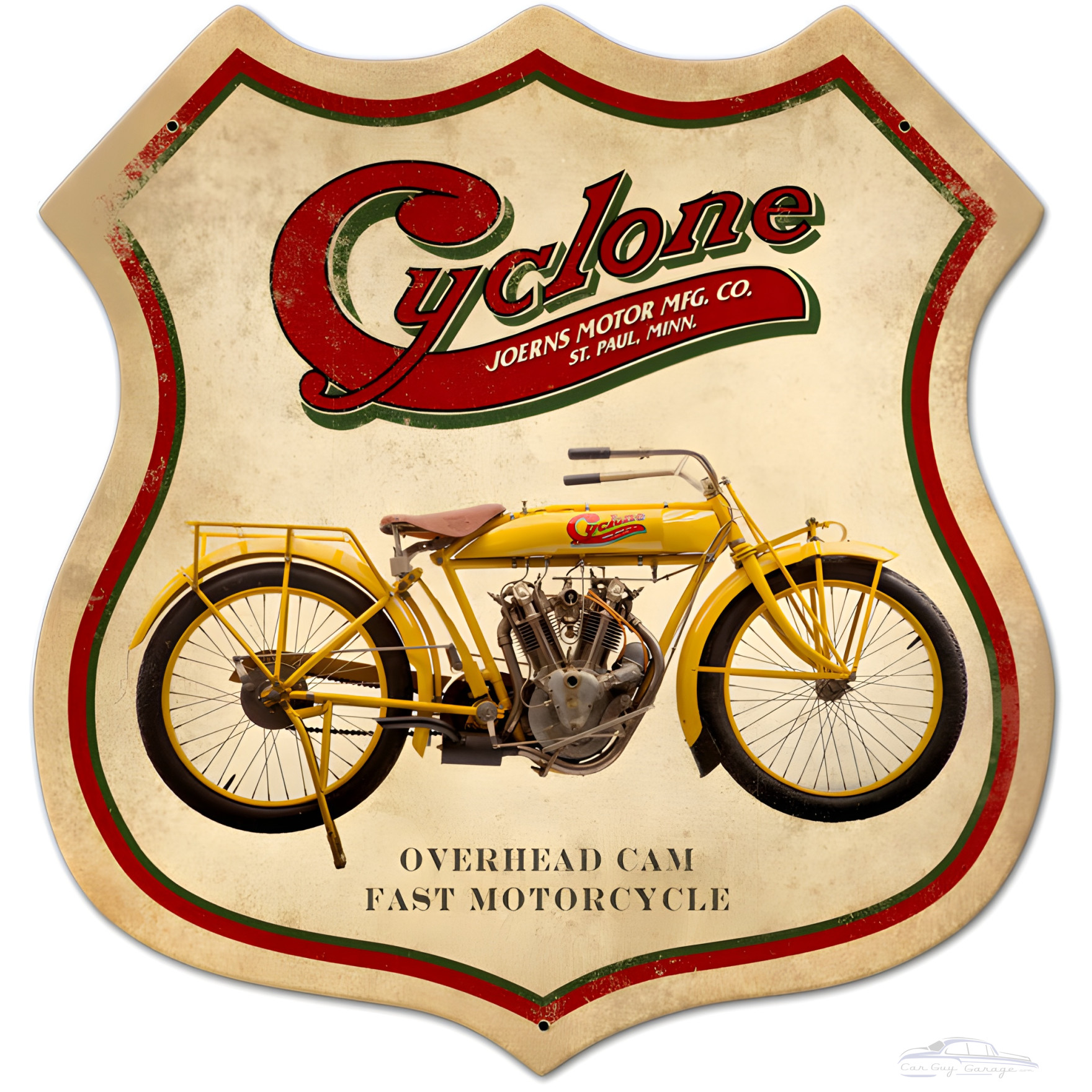 Cyclone Shield Metal Sign - Durable 15"x15" Garage Decor
