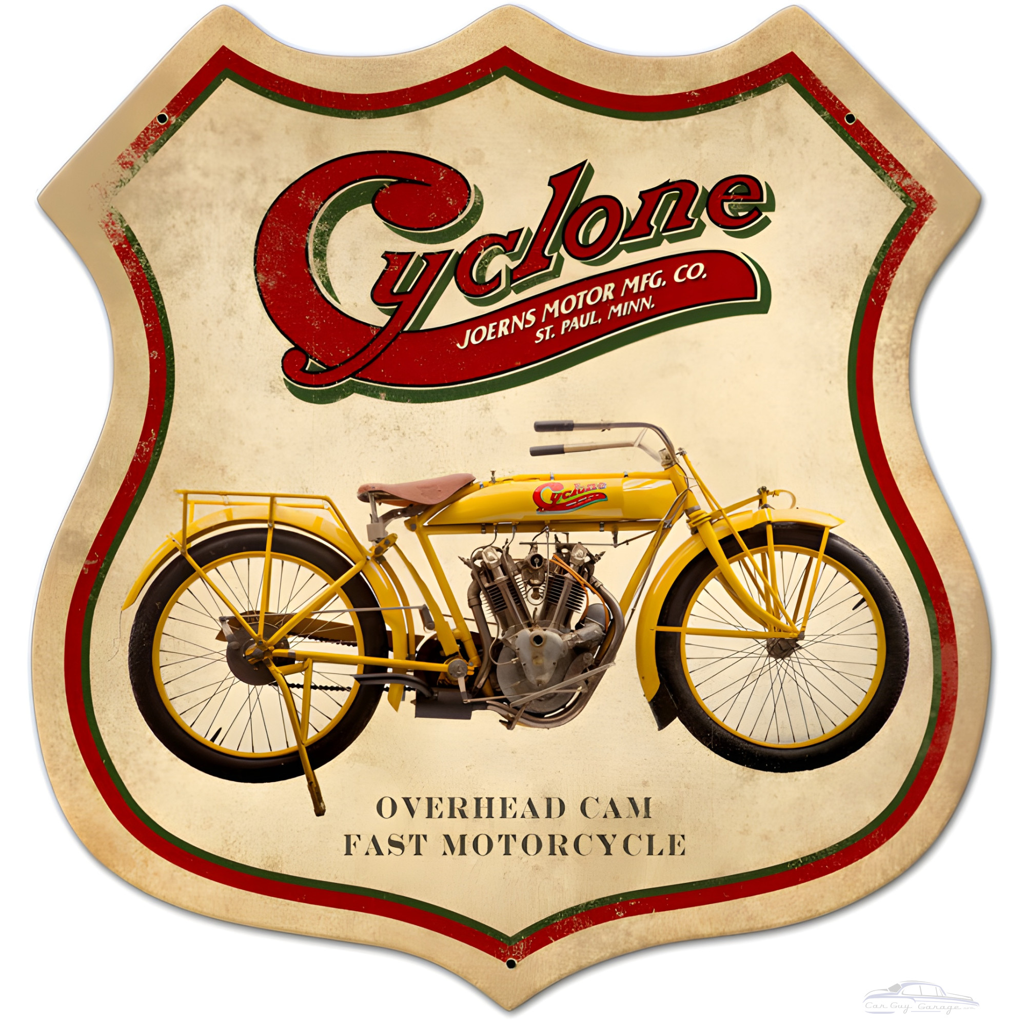 Cyclone Shield Metal Sign - Durable 15"x15" Garage Decor