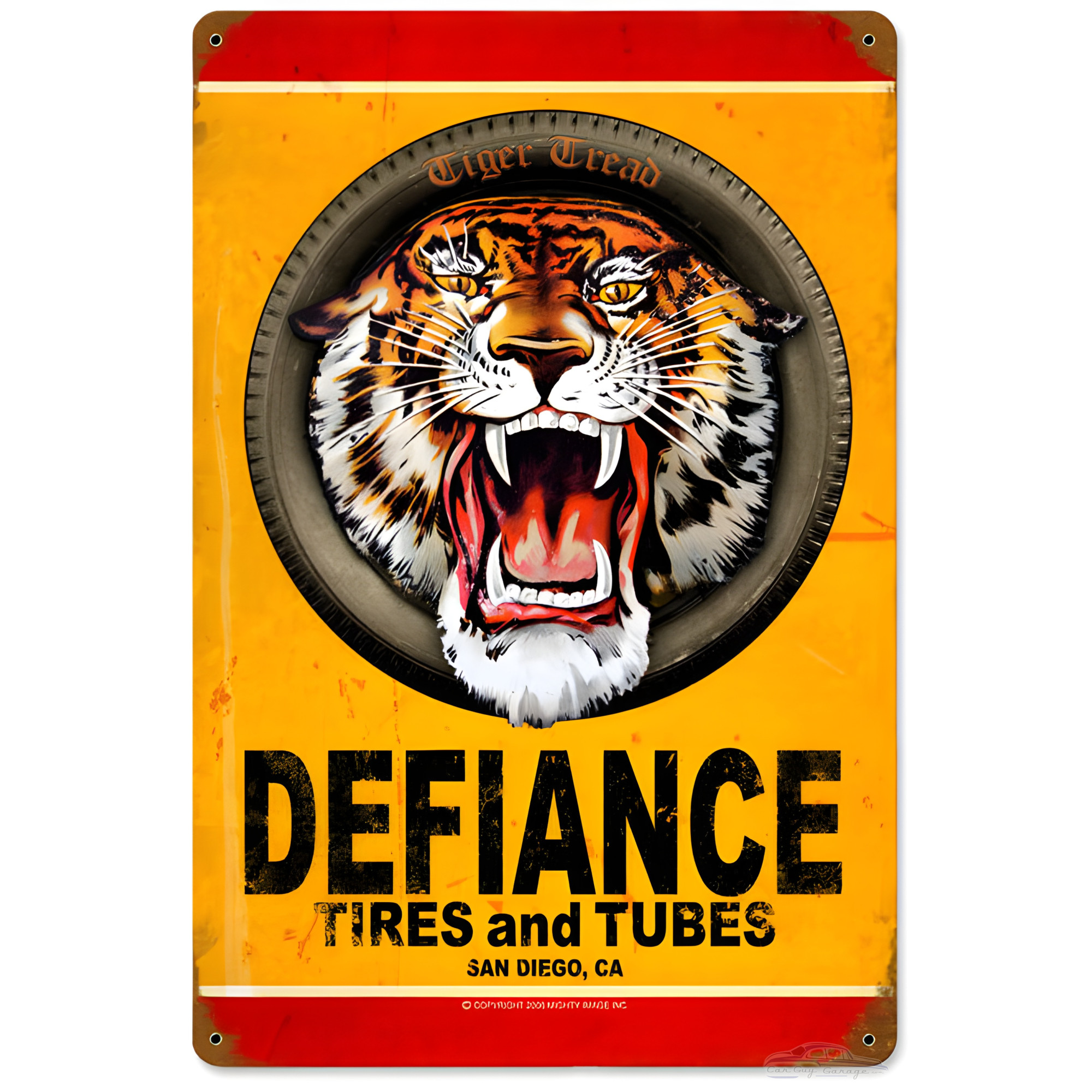 Defiance Tires Metal Sign - Vintage 12"x18" Garage Decor