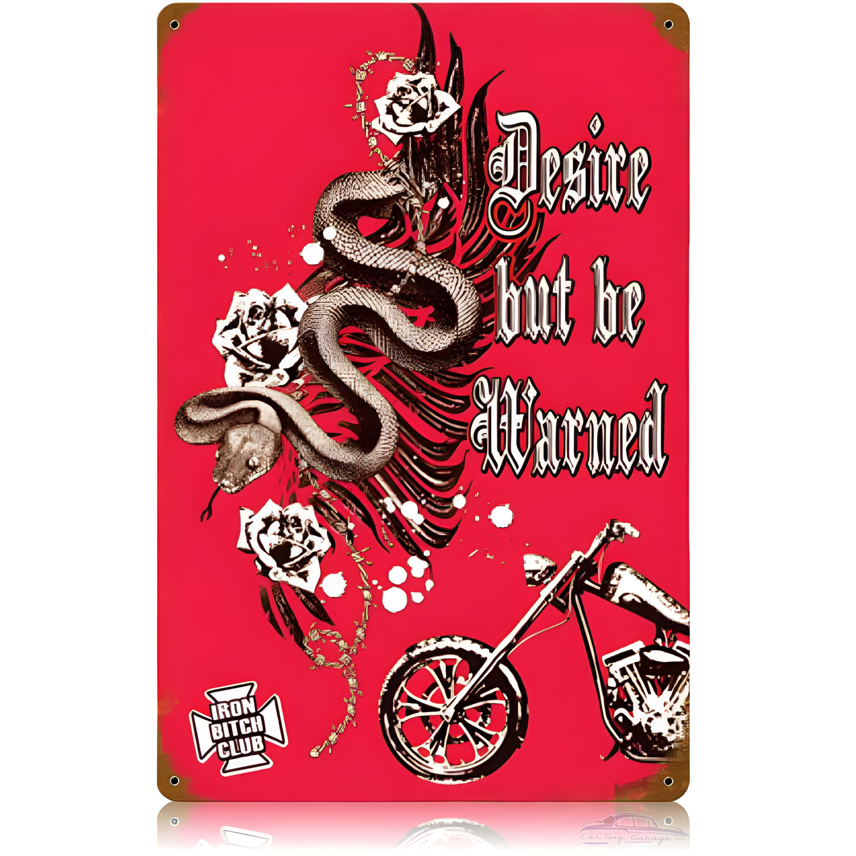 Desire But Be Warned Metal Sign - Vintage 12" x 18" Decor