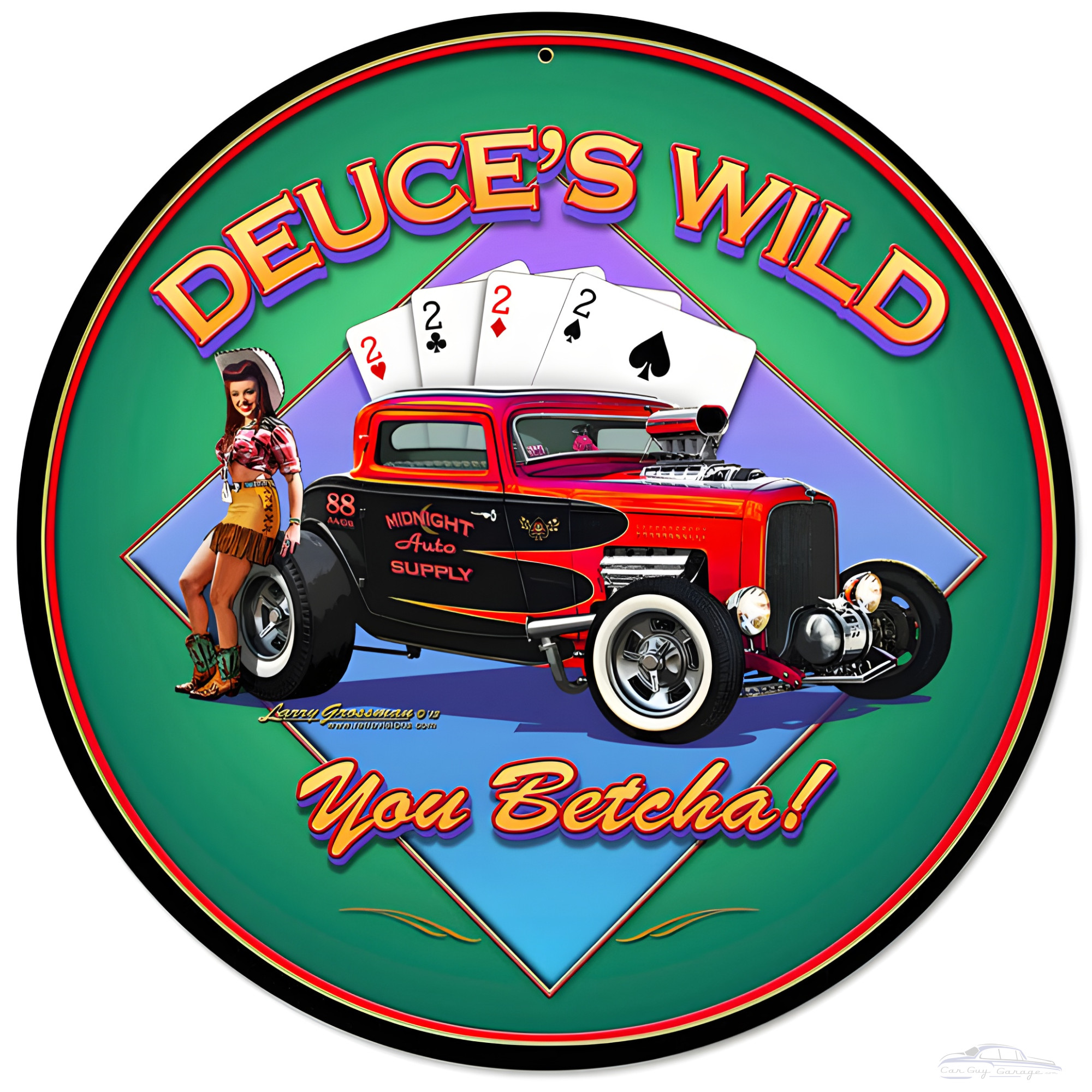 Deuces Wild II Metal Sign - 14" Round, Durable USA Steel