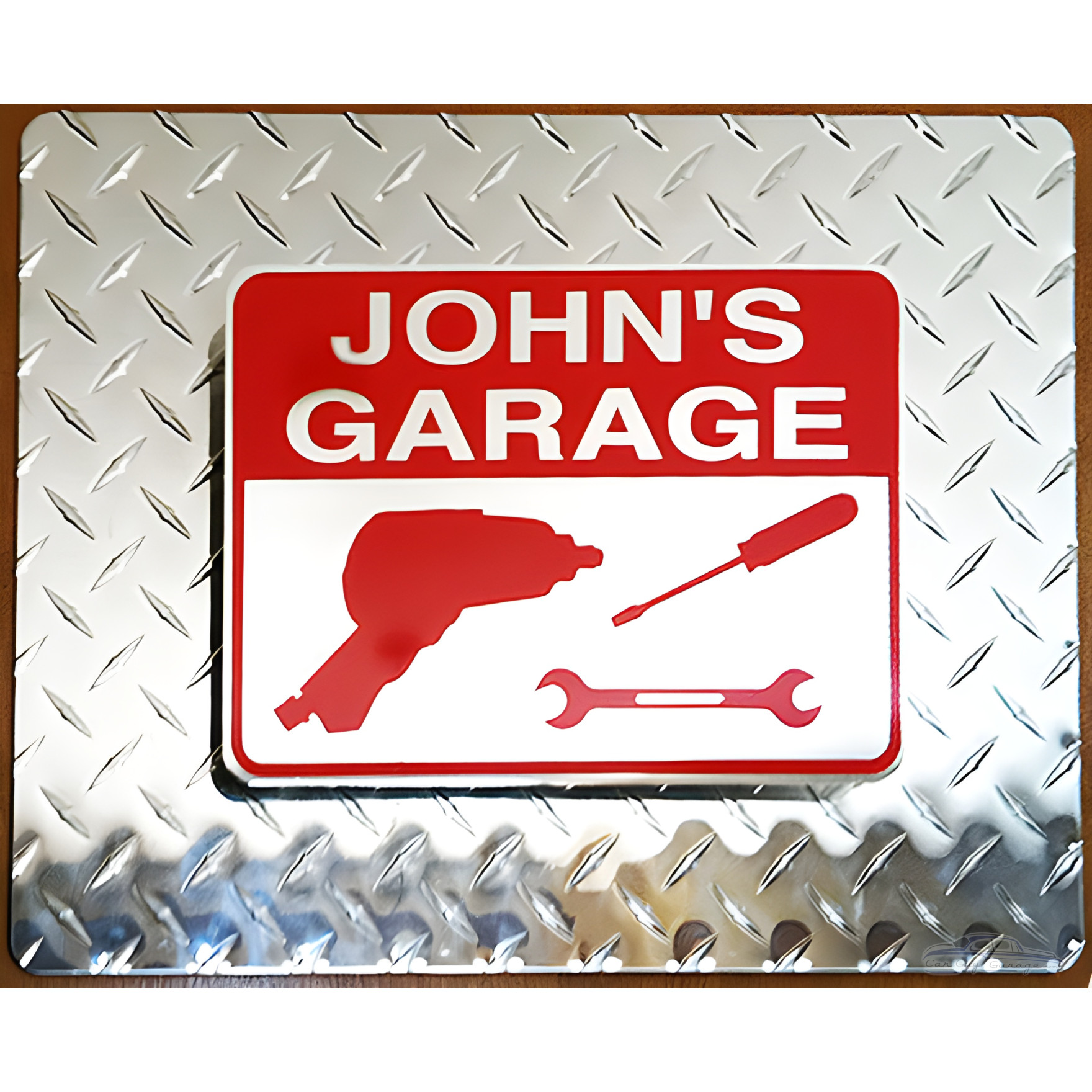 Personalized Diamond Plate Garage Sign - Perfect Car Guy Gift