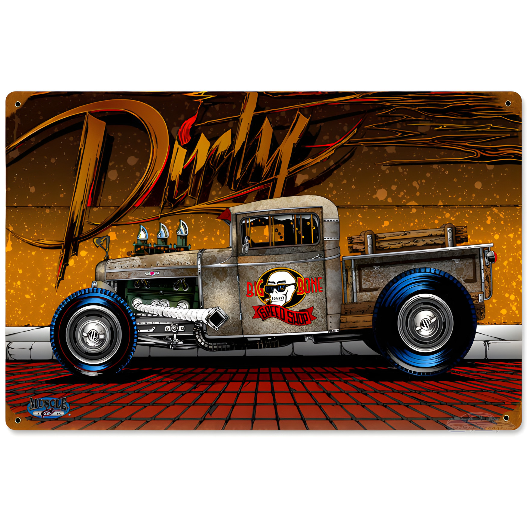 Dirty Rat Rod Metal Sign - Vintage 18"x12" Garage Decor
